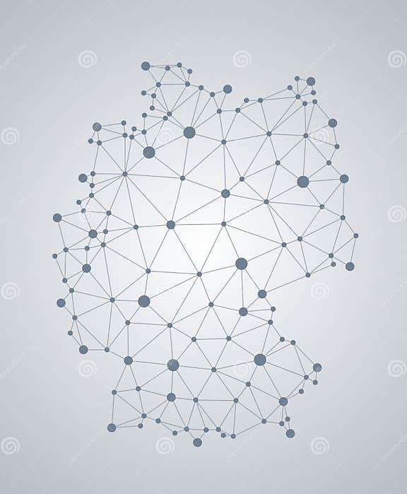Germany Vector Polygon Map with Dots Stock Vector - Illustration of ...