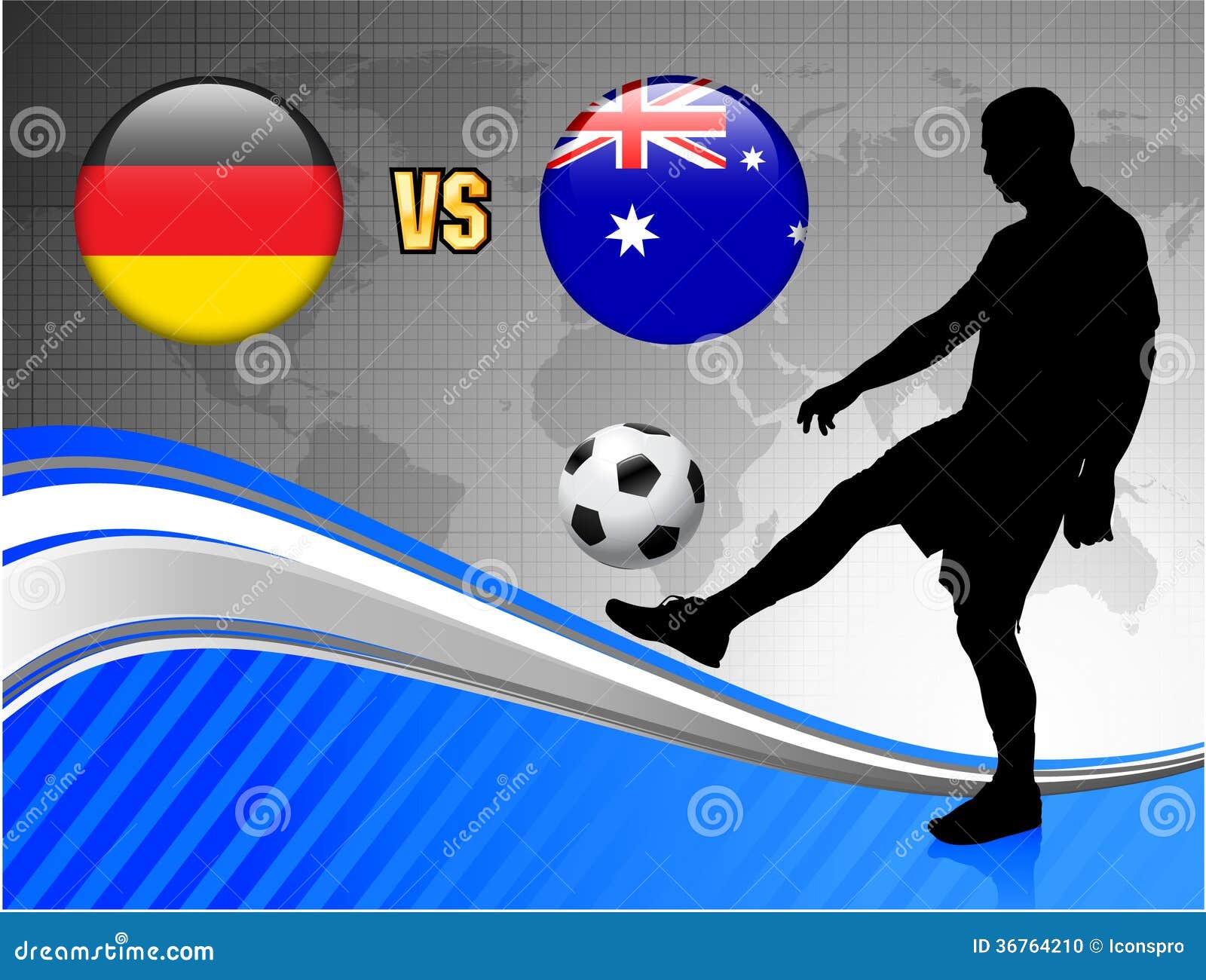 Germany Versus Australia on Blue Abstract World Map Background Stock ...