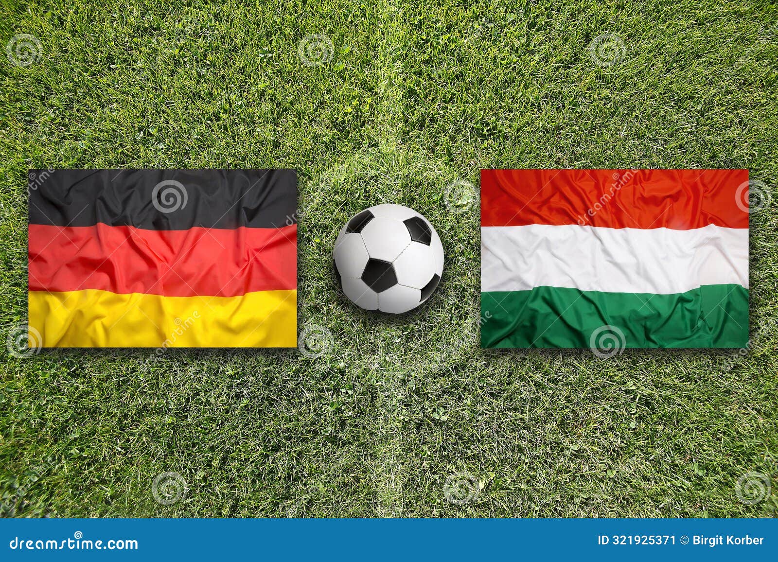 Germany Vs. Hungary Flags on Soccer Field Stock Image - Image of ...