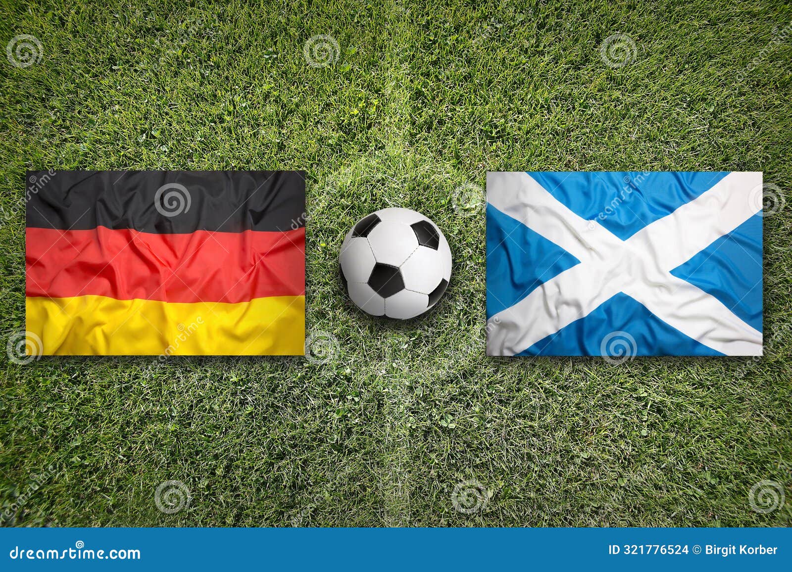 Germany Vs. Scotland Flags on Soccer Field Stock Photo - Image of ...