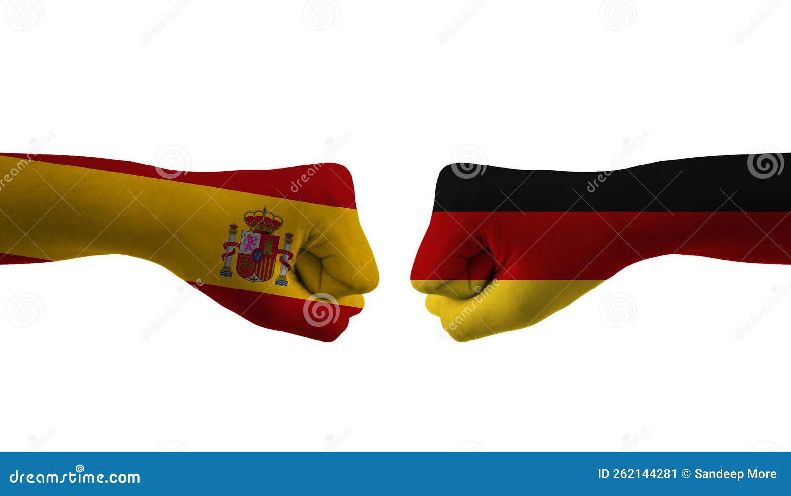 Germany VS Spain Hand Flag Man Hands Patterned Football World Cup Stock ...