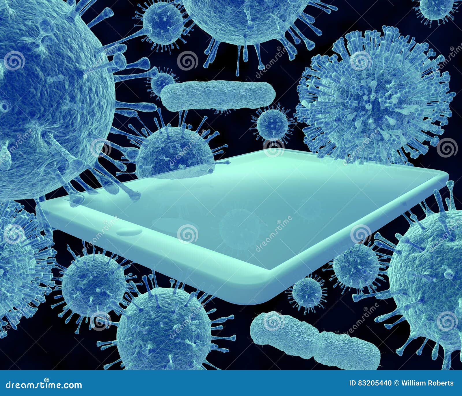 Germes Em Um Telefone Celular Ilustração Stock - Ilustração de ...