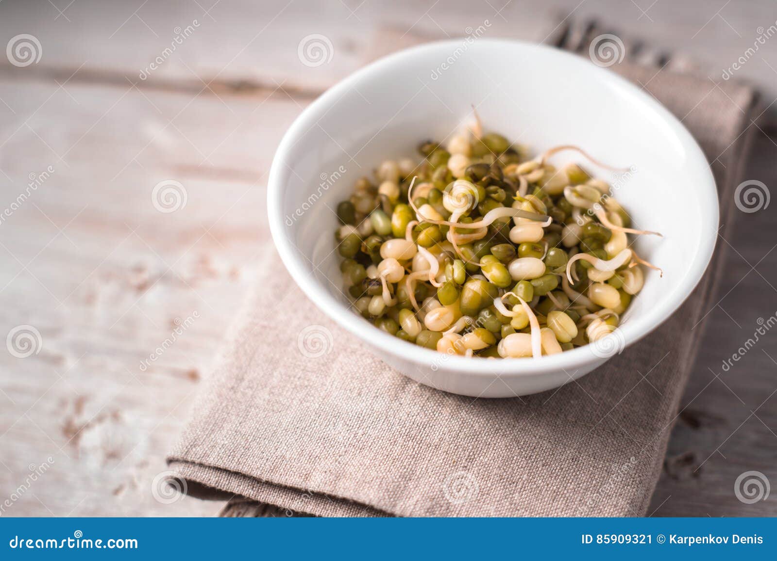 Germinated Beans in Glass and Ceramic Bowls Closeup Stock Image - Image ...