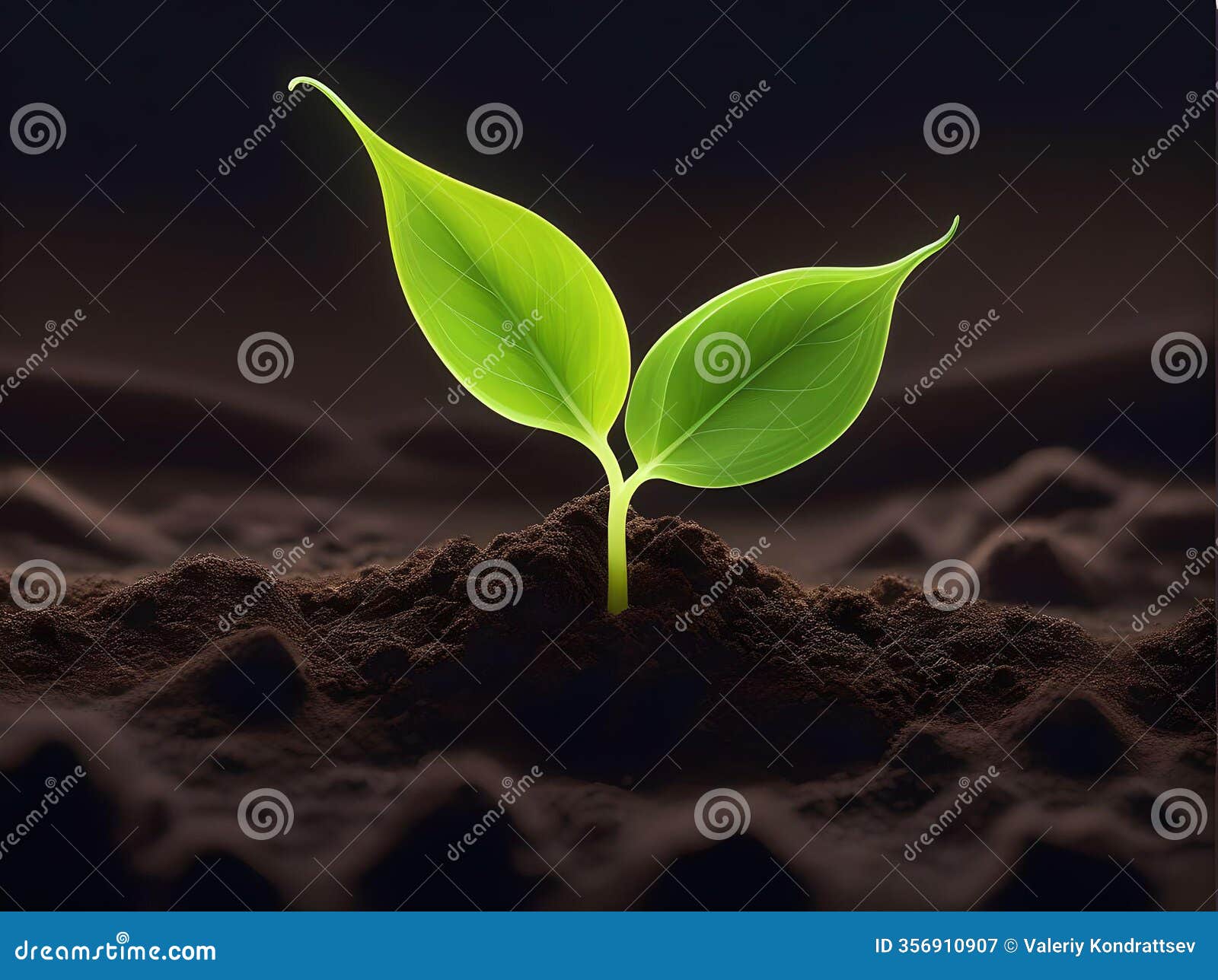 A Germinating Seed of a Plant Underground with a Thin Stem. Stock Image ...