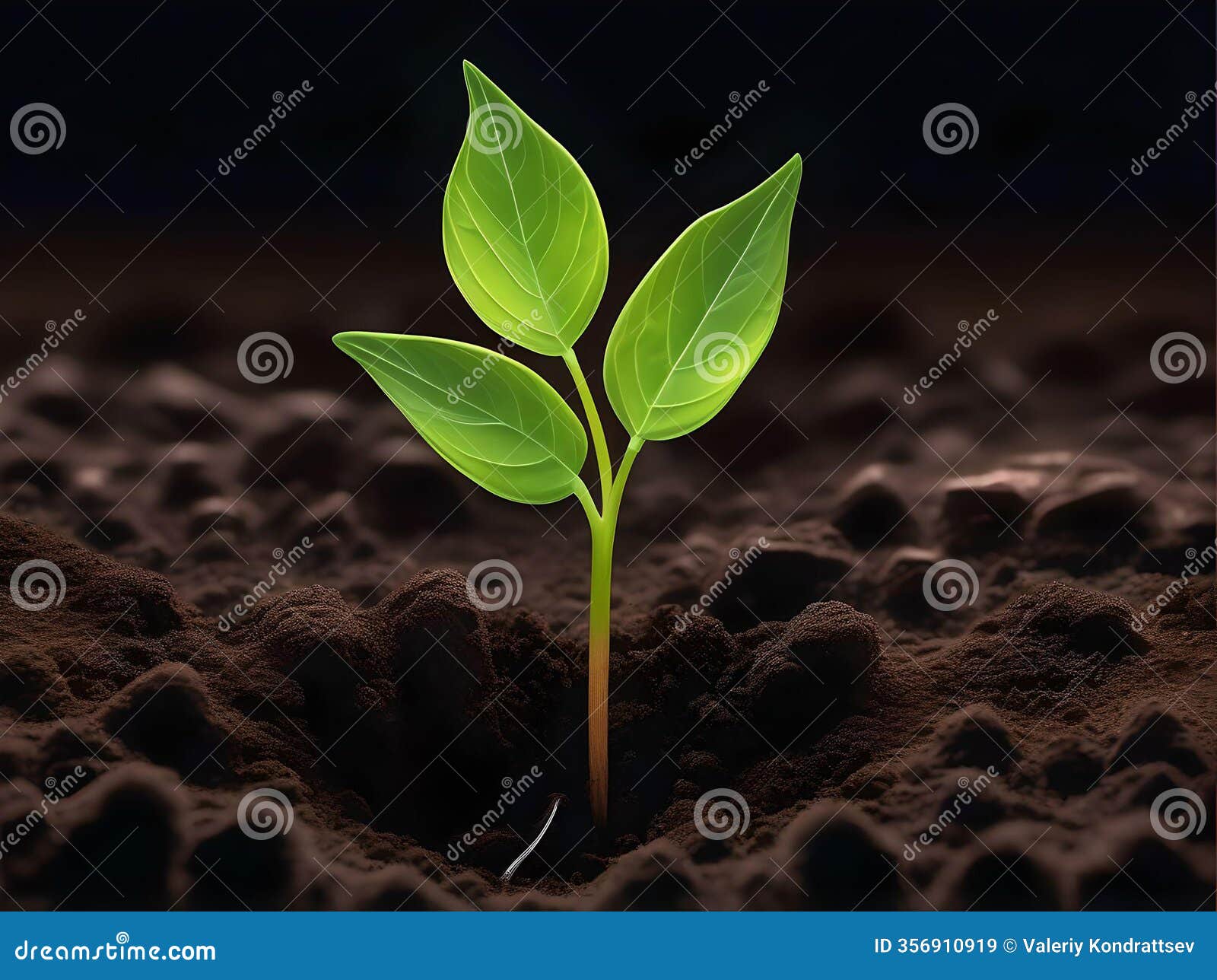 A Germinating Seed of a Plant Underground with a Thin Stem. Stock ...