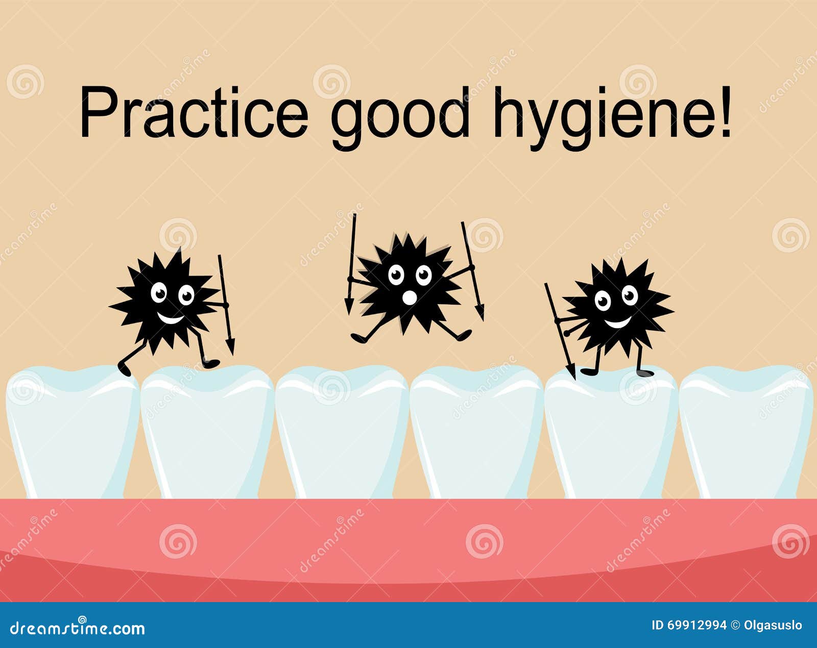 Germs Attack The Teeth And Spoil Them Vector Illustration ...