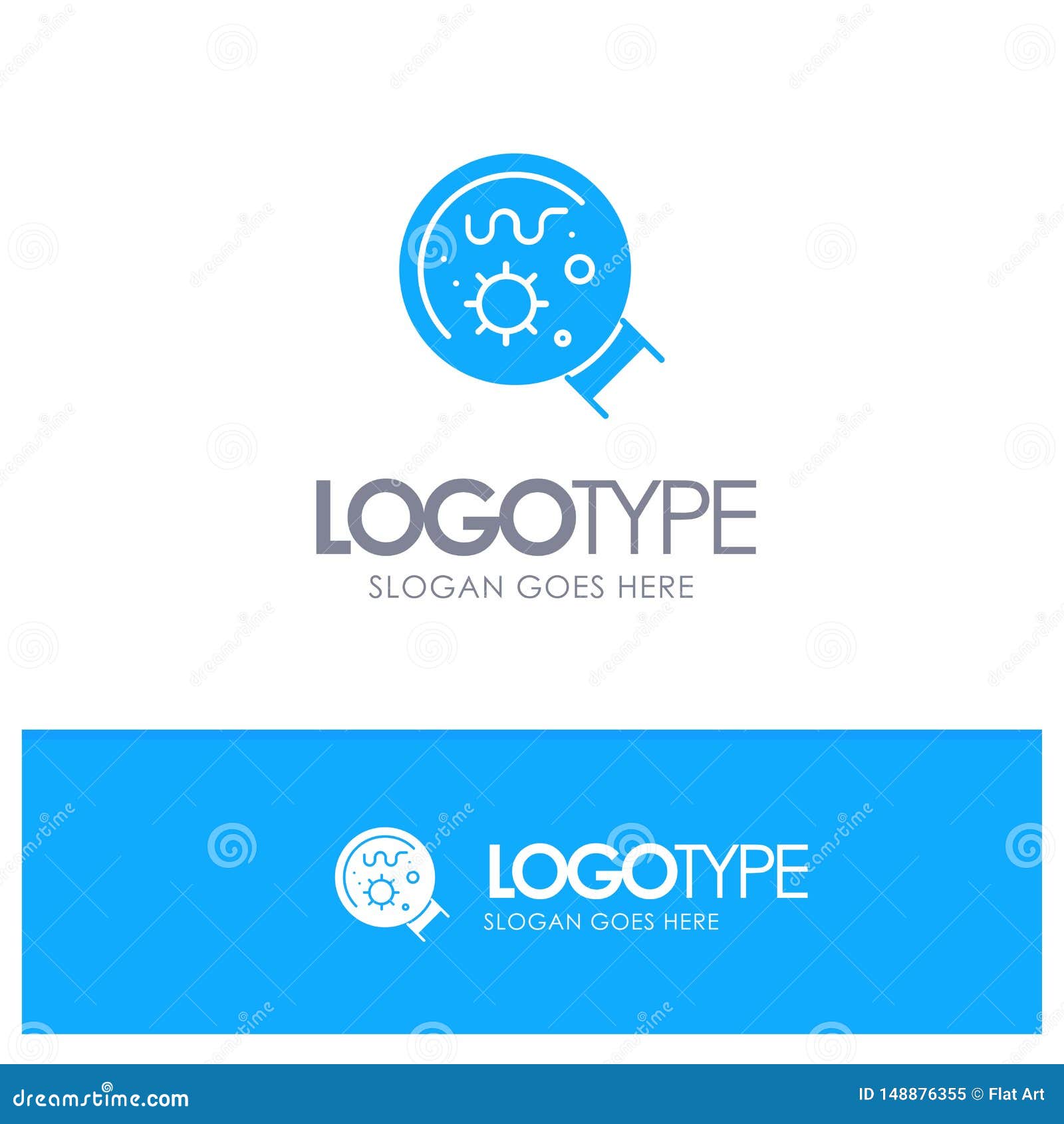 Germs, Laboratory, Magnifier, Science Blue Solid Logo with Place for ...