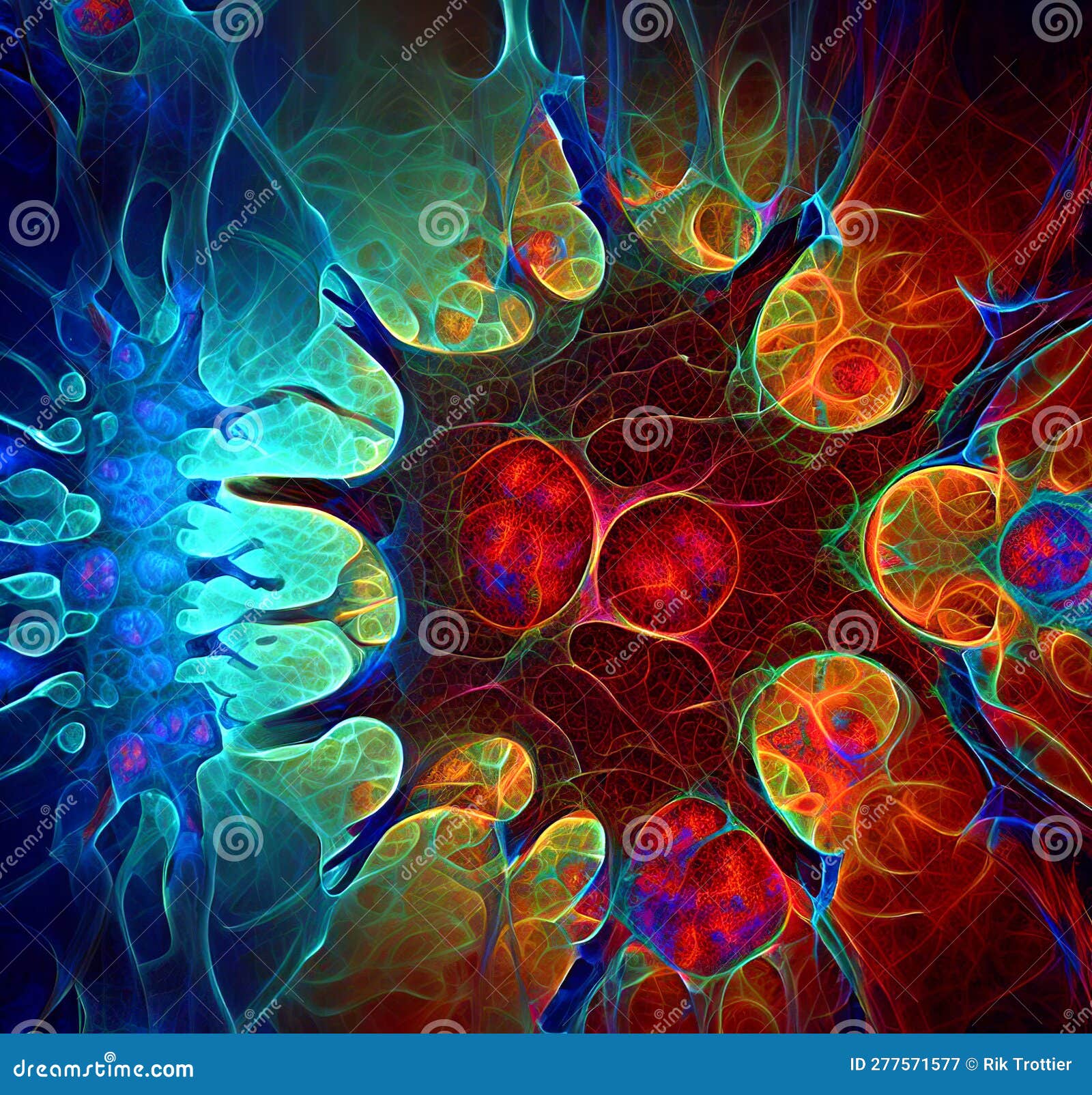 Germs Microorganism Cells Under Microscope. Viruses, Bacteria and ...