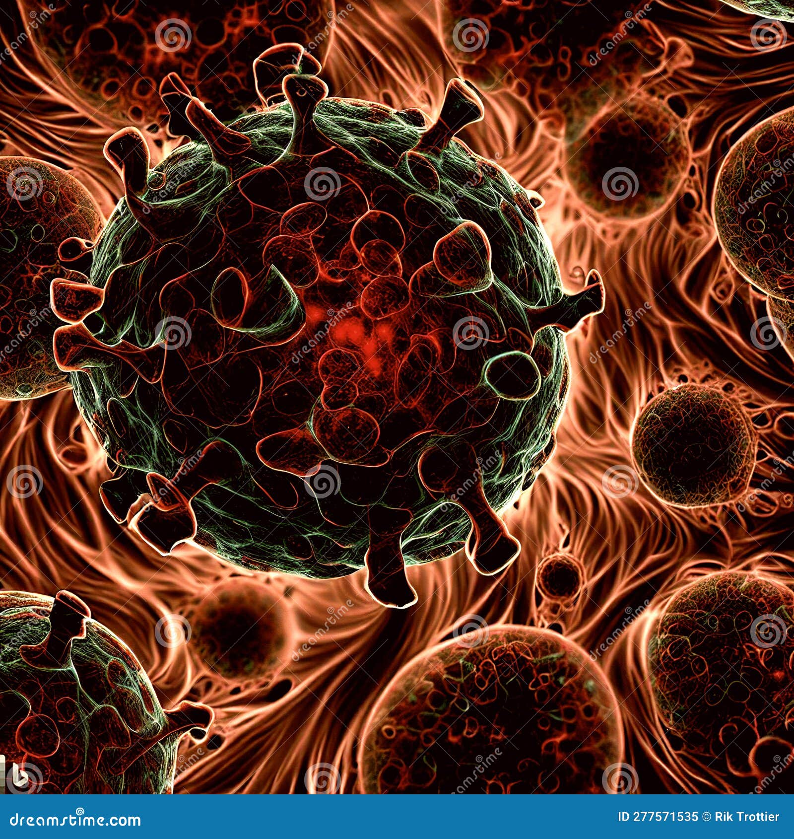 Germs Microorganism Cells Under Microscope. Viruses, Bacteria and ...