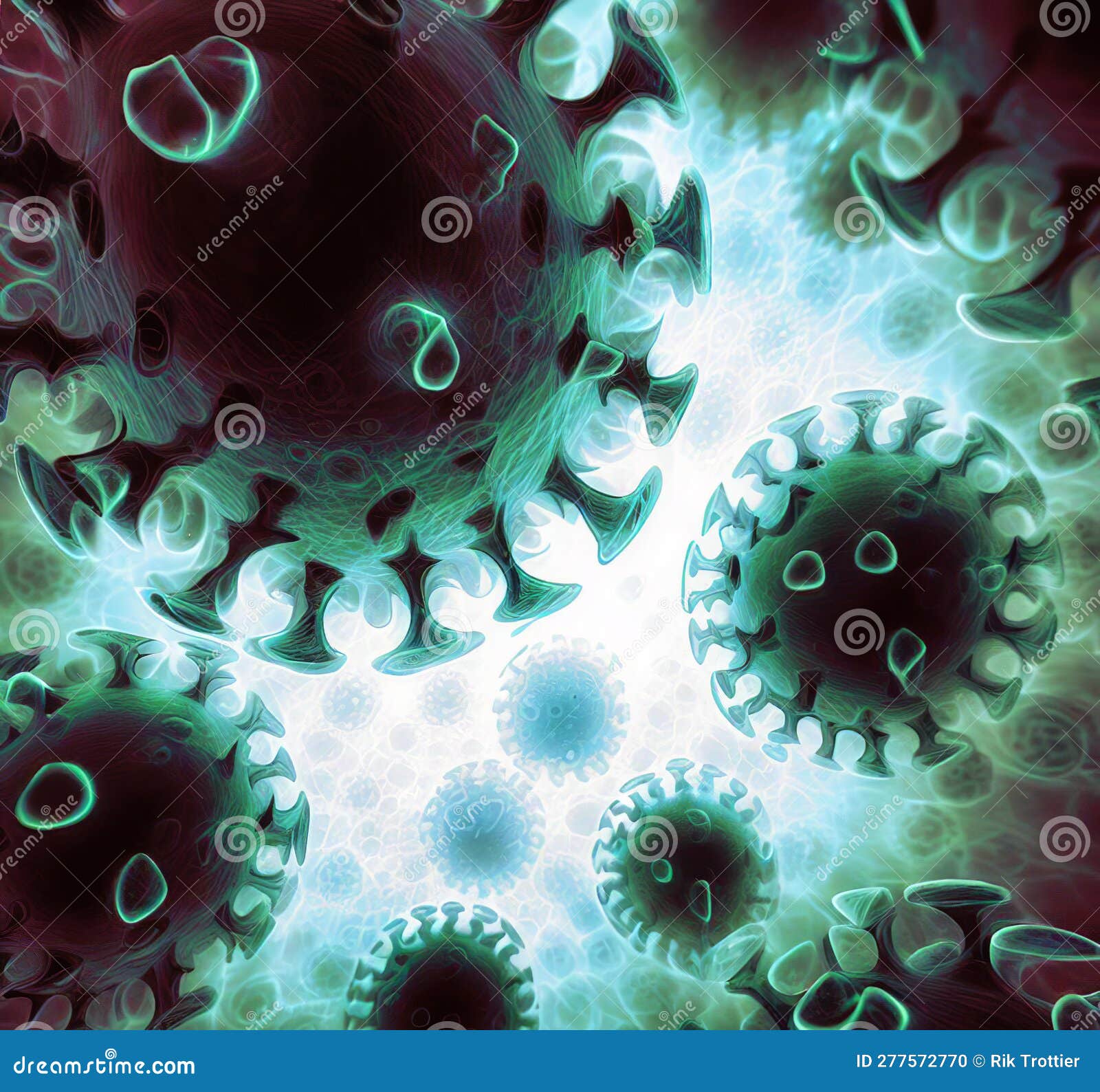 Germs Microorganism Cells Under Microscope. Viruses, Bacteria and ...