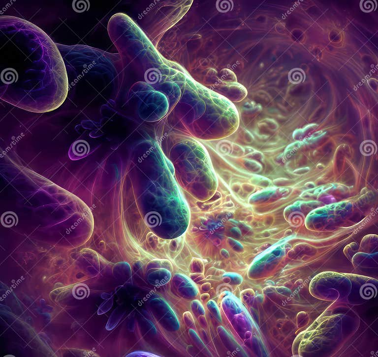 Germs Microorganism Cells Under Microscope. Viruses, Bacteria and ...