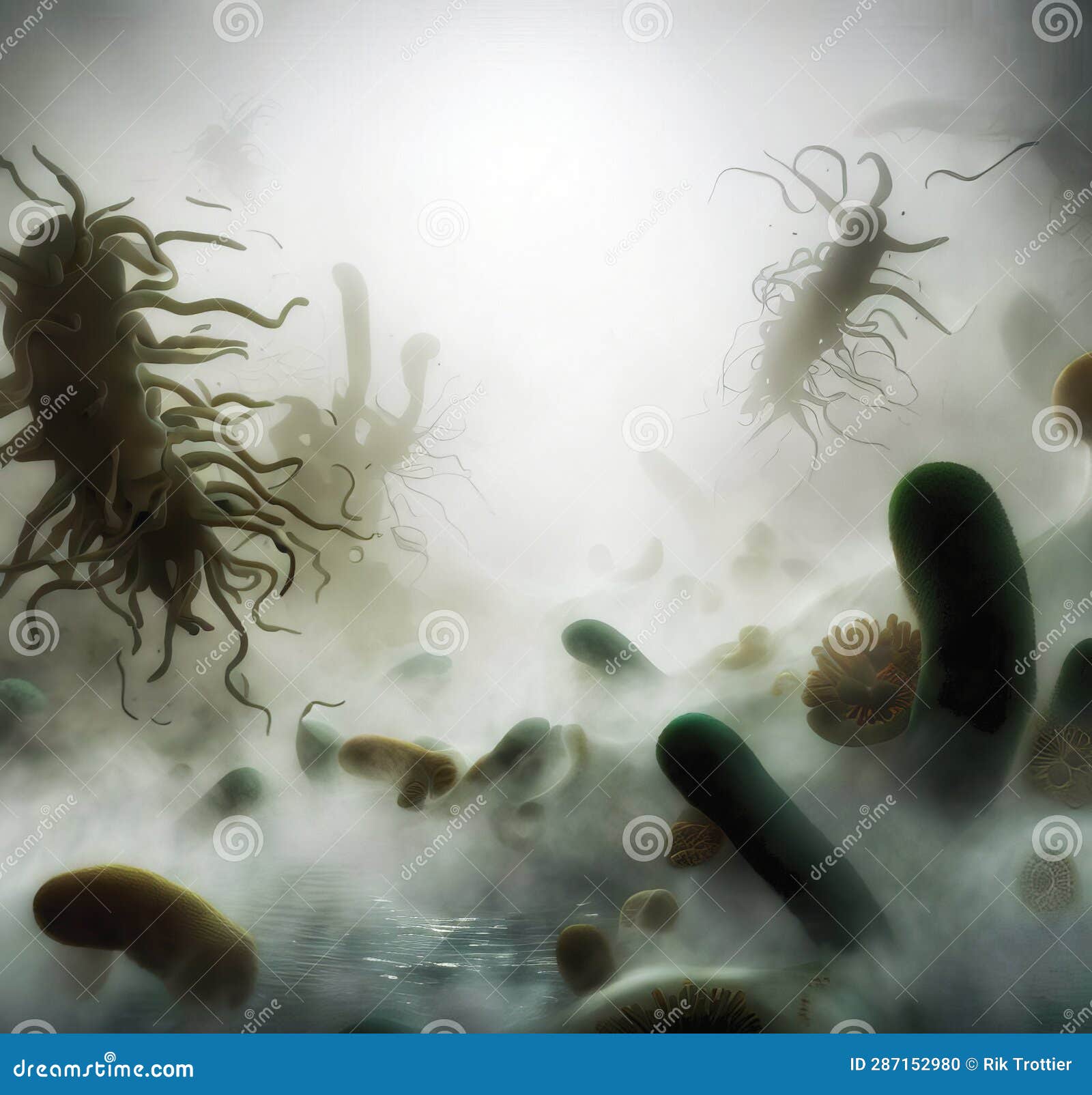 Germs Microorganism Cells Under Microscope. Viruses, Bacteria and ...