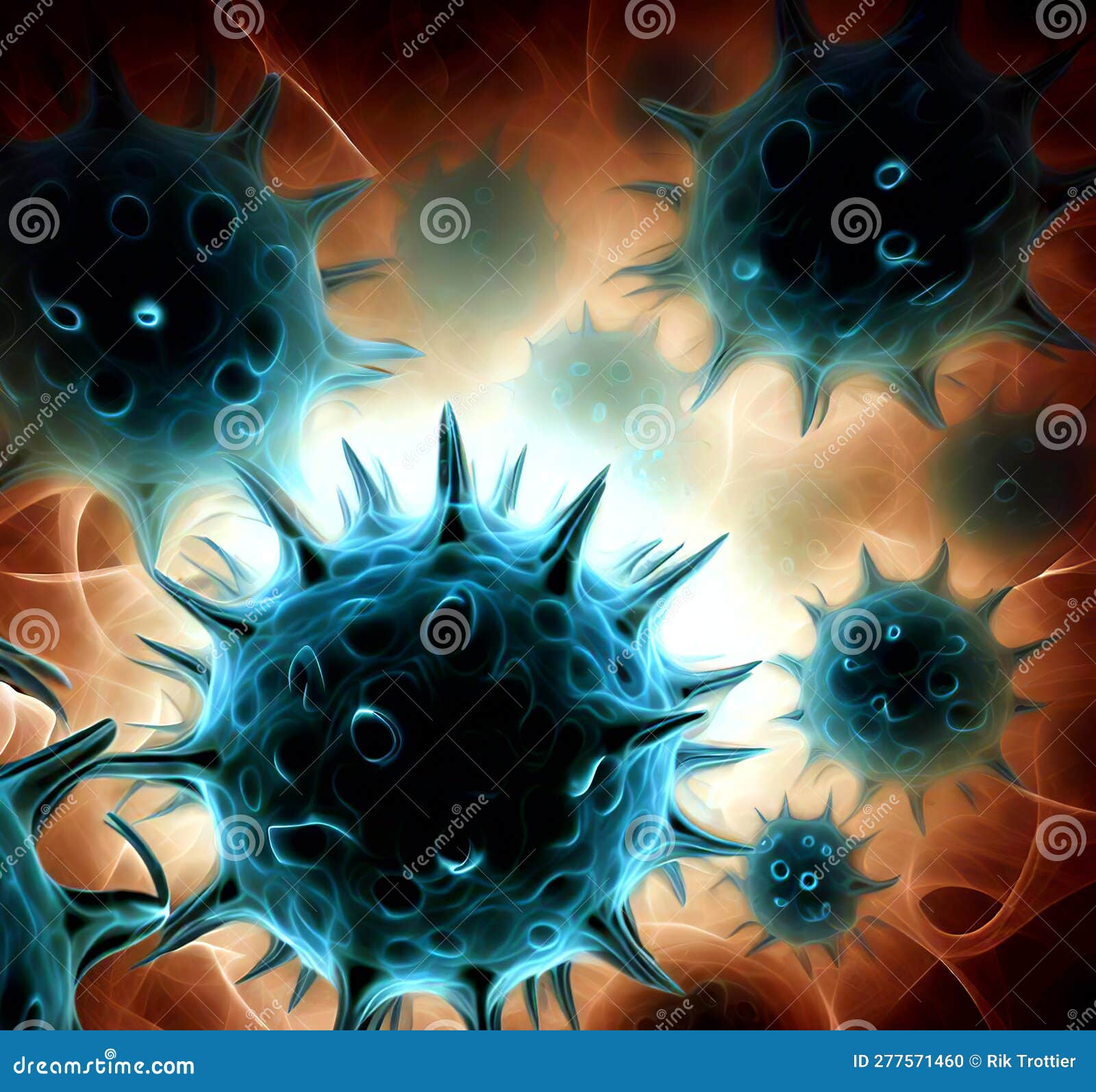 Germs Microorganism Cells Under Microscope. Viruses, Bacteria and ...