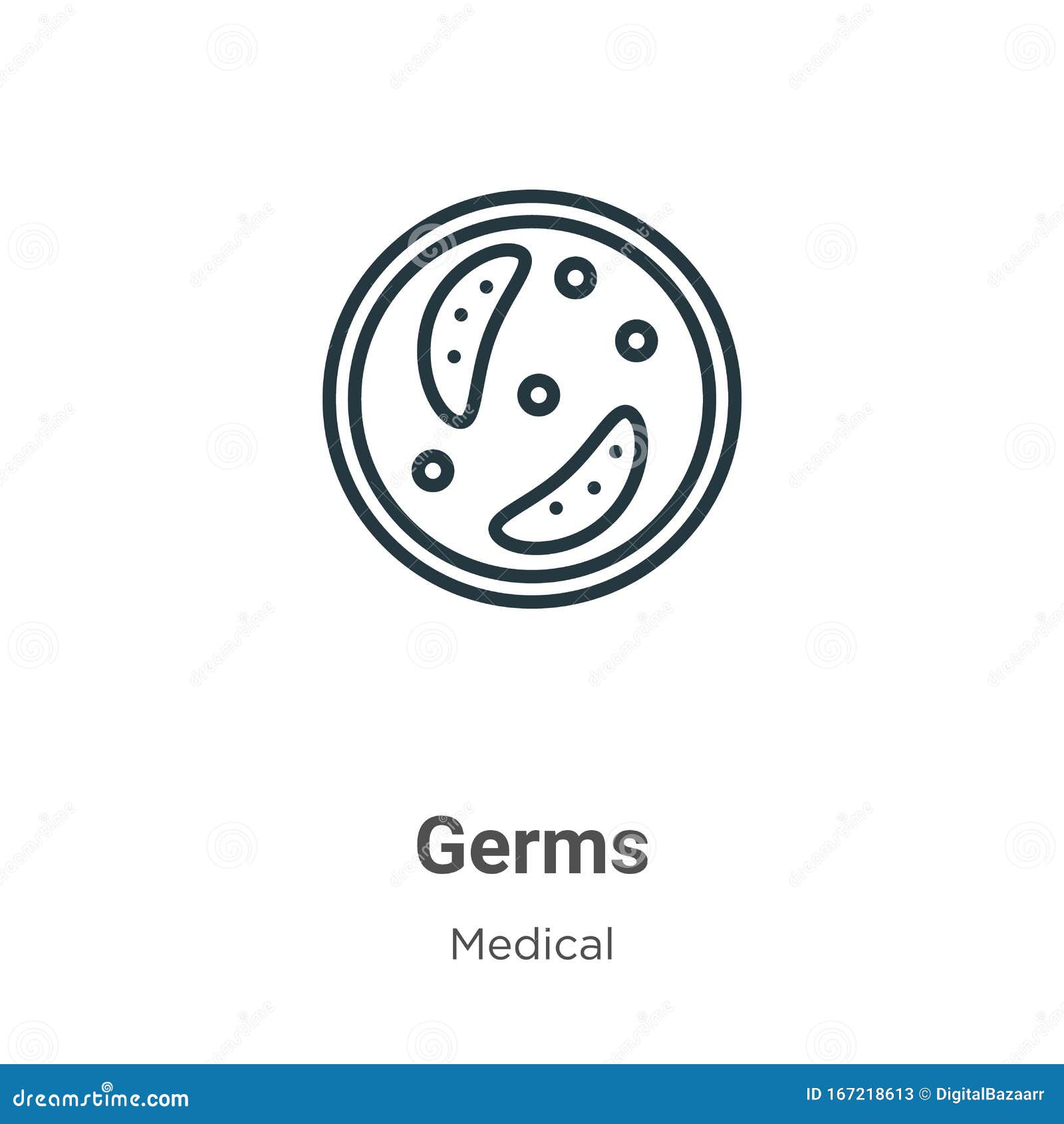 Germs Outline Vector Icon. Thin Line Black Germs Icon, Flat Vector ...