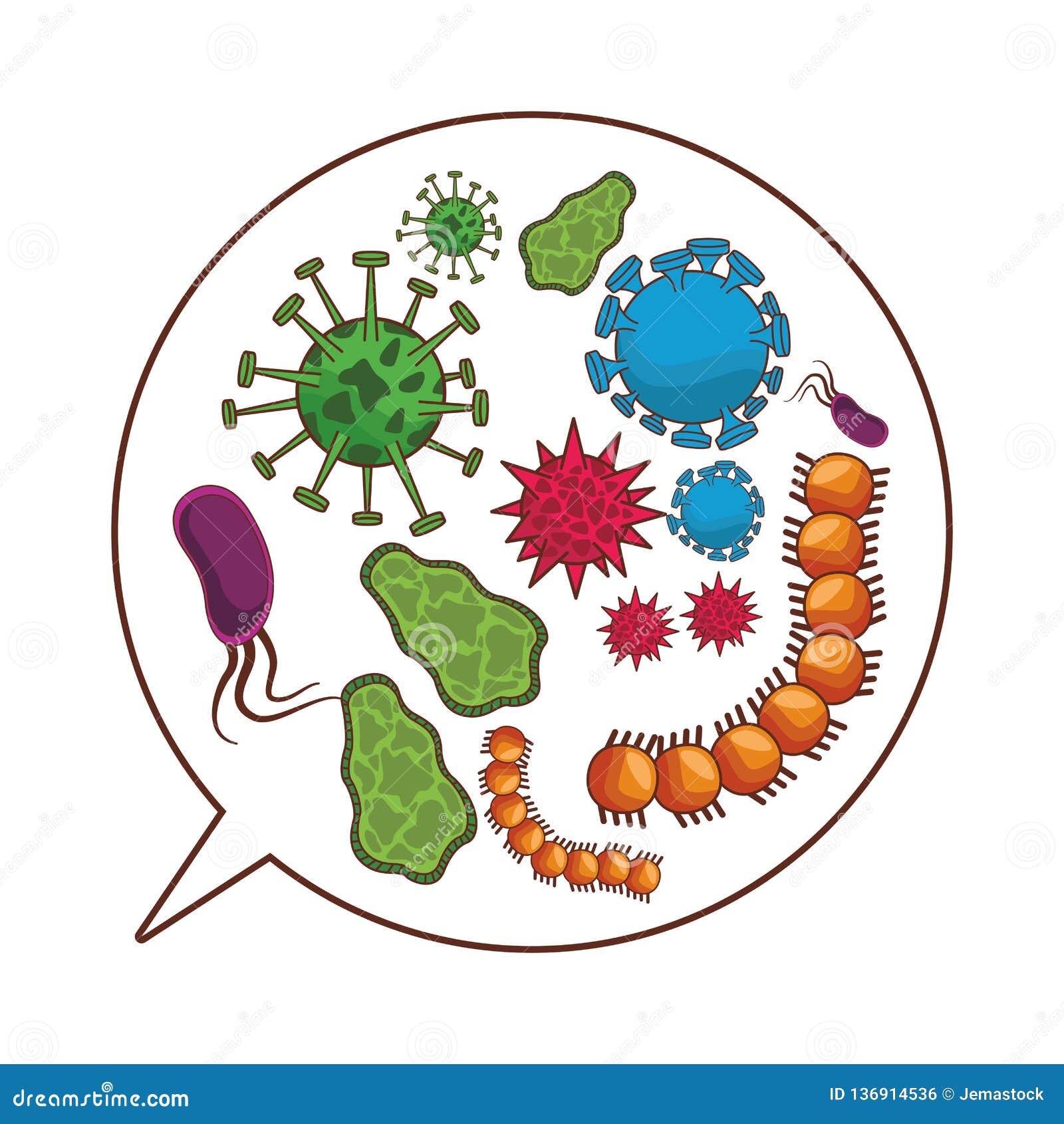 Germs in speech bubble stock vector. Illustration of bowel - 136914536