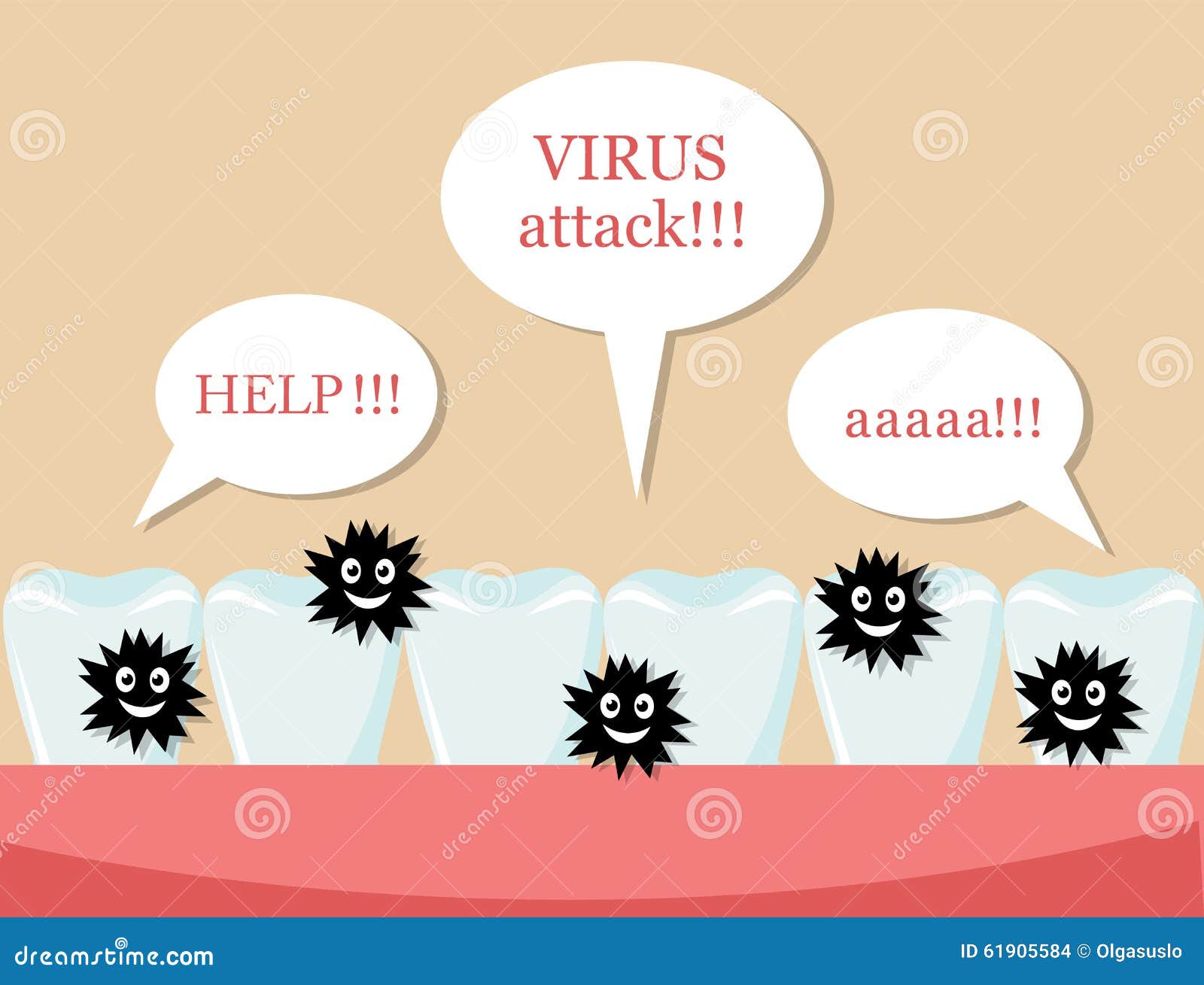 Germs and teeth stock vector. Illustration of healthy - 61905584