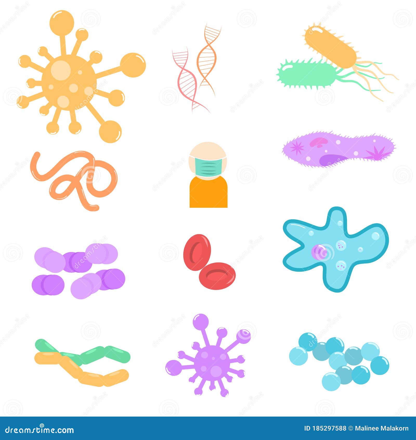 Realistic Drawing Germs Virus And Bacteria Spices From Microscope ...