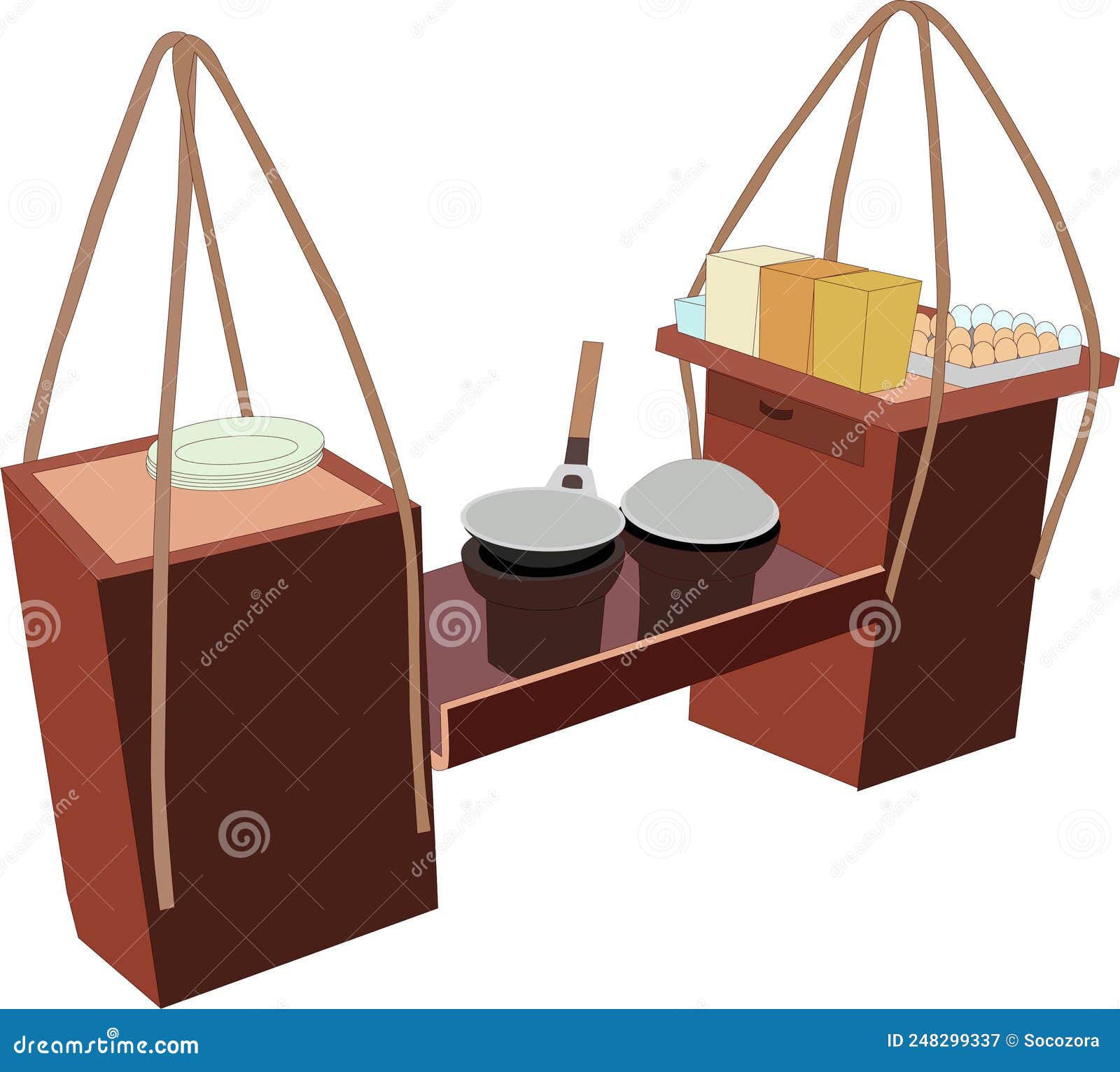 Gerobak Kerak Telor Flat Vector Illustration Stock Vector ...