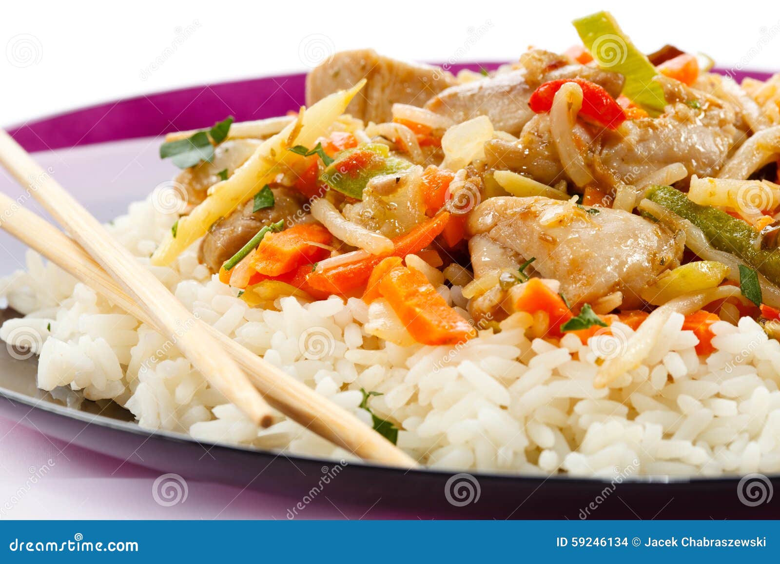 Geroosterd Vlees, Witte Rijst En Groenten Stock Foto - Image of ...