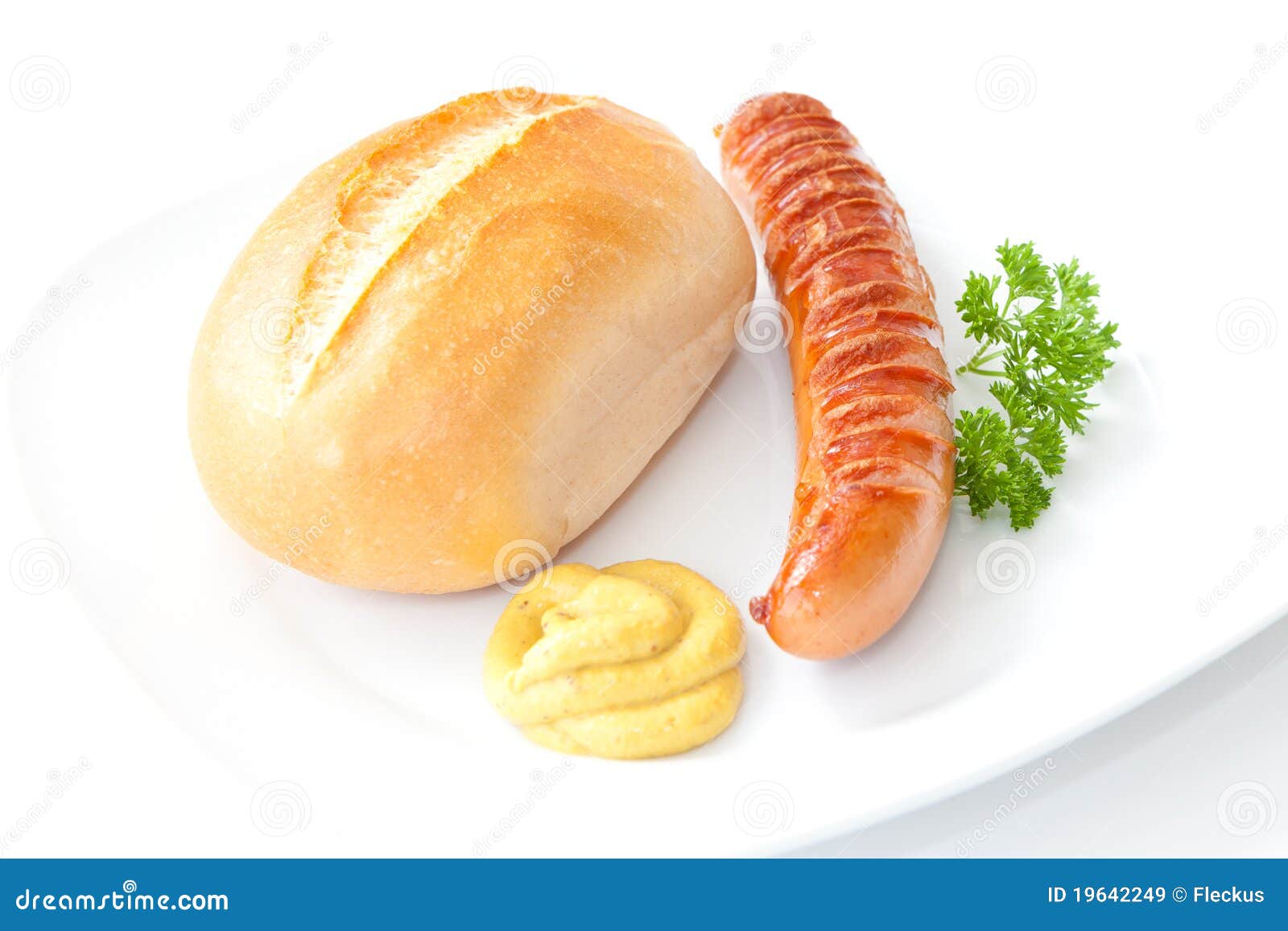 Geroosterde Worst, Mosterd, Brood, Peterselie Stock Afbeelding - Image ...