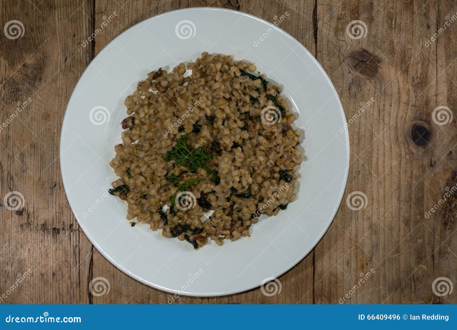 Gerste Mascarpone Walnuss Risotto Von Oben Stockfoto - Bild von küche ...