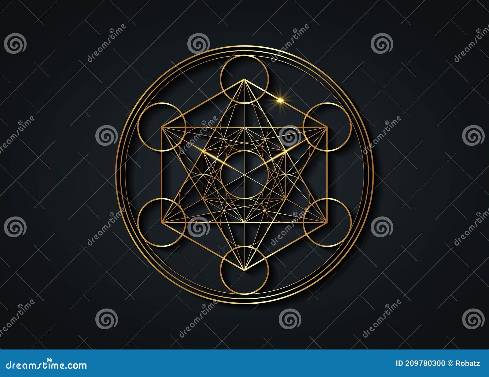 Metatron`s Cube, Flower of Life. Gold Sacred Geometry Stock Vector ...