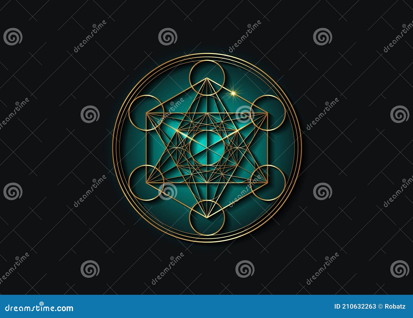 Metatron`s Cube, Flower of Life. Gold Sacred Geometry Stock Vector ...