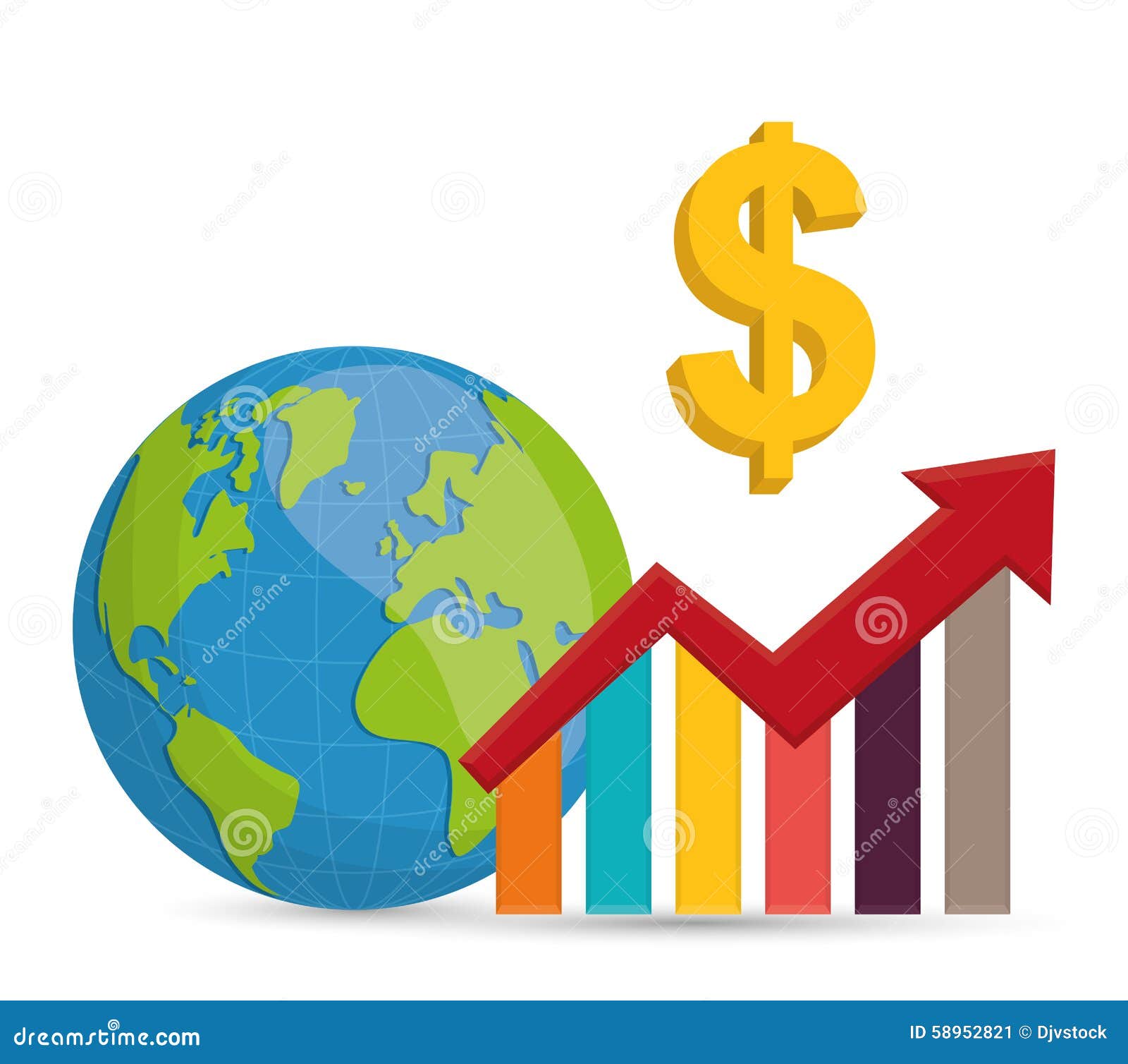 Geschäft, Geld Und Globale Wirtschaft Vektor Abbildung - Illustration ...