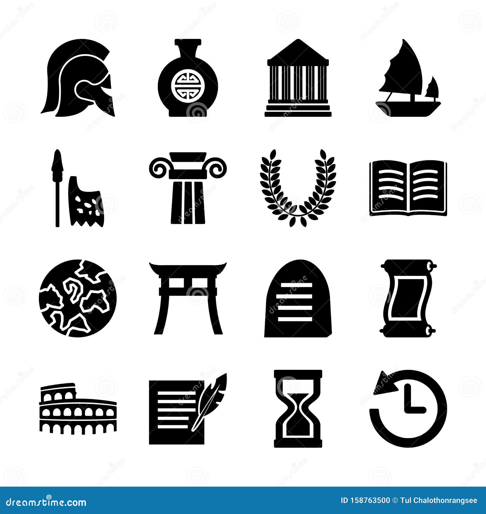 Geschiedenis Stevige Pictogrammen Vector Illustratie - Illustration of ...