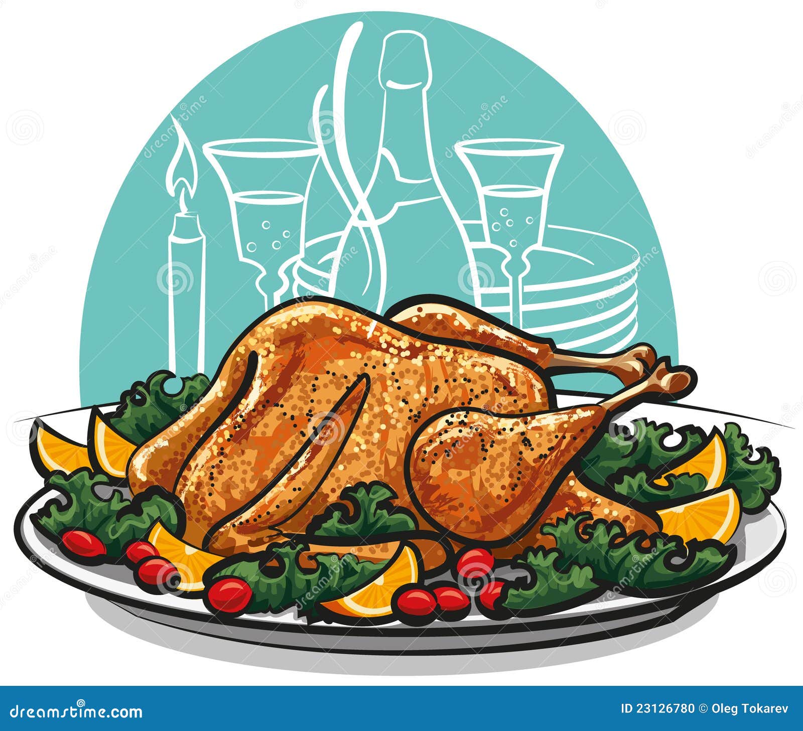 Geschmückter Gebratener Truthahn Stock Abbildung - Illustration von ...