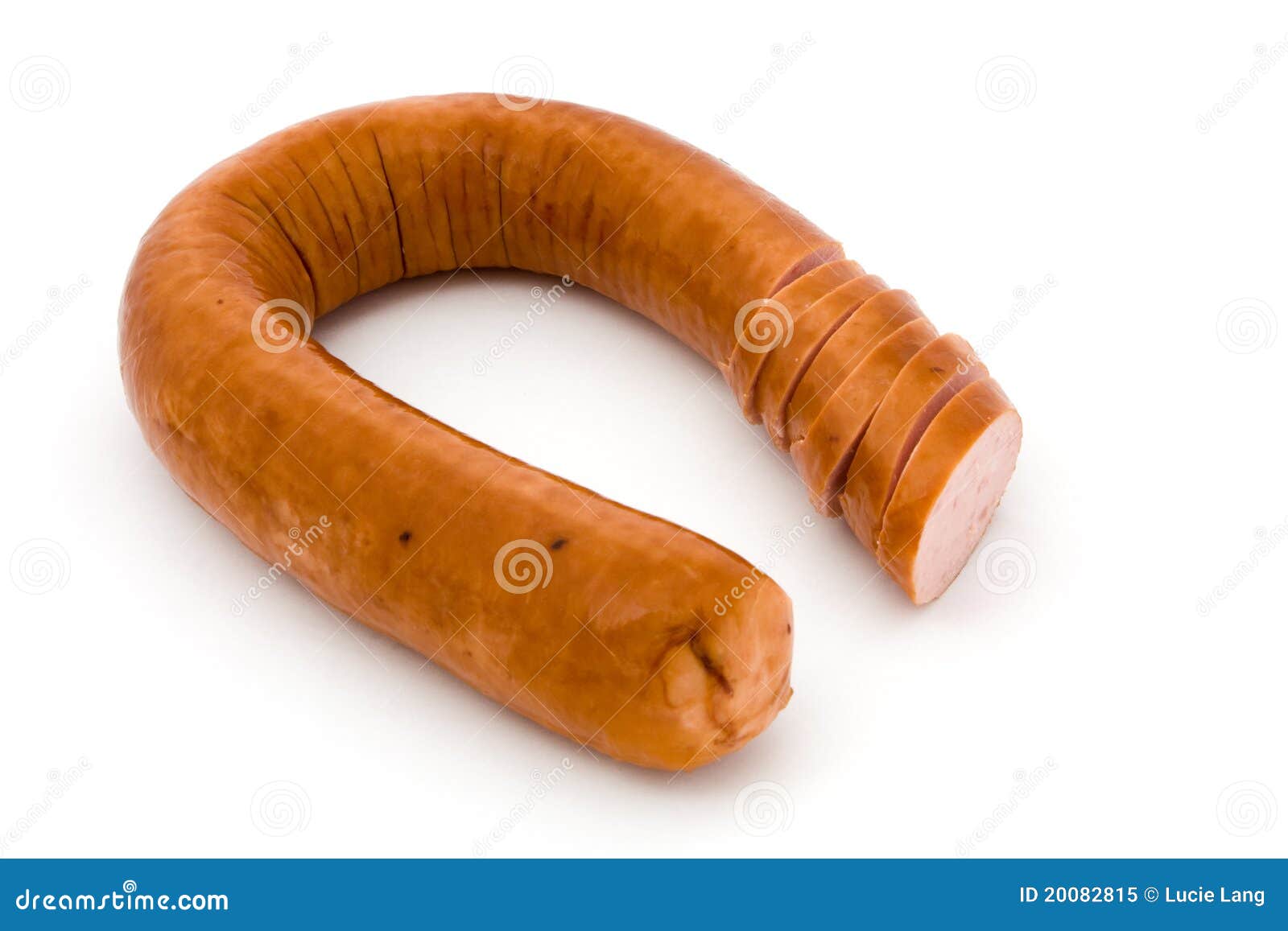 Geschnittene Geräucherte Wurst über Weiß Stockbild - Bild von ...