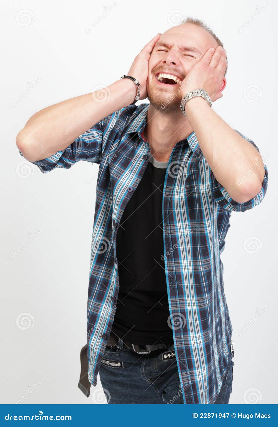 Geschokte Mens Die in Wanhoop Schreeuwt Stock Afbeelding - Image of ...