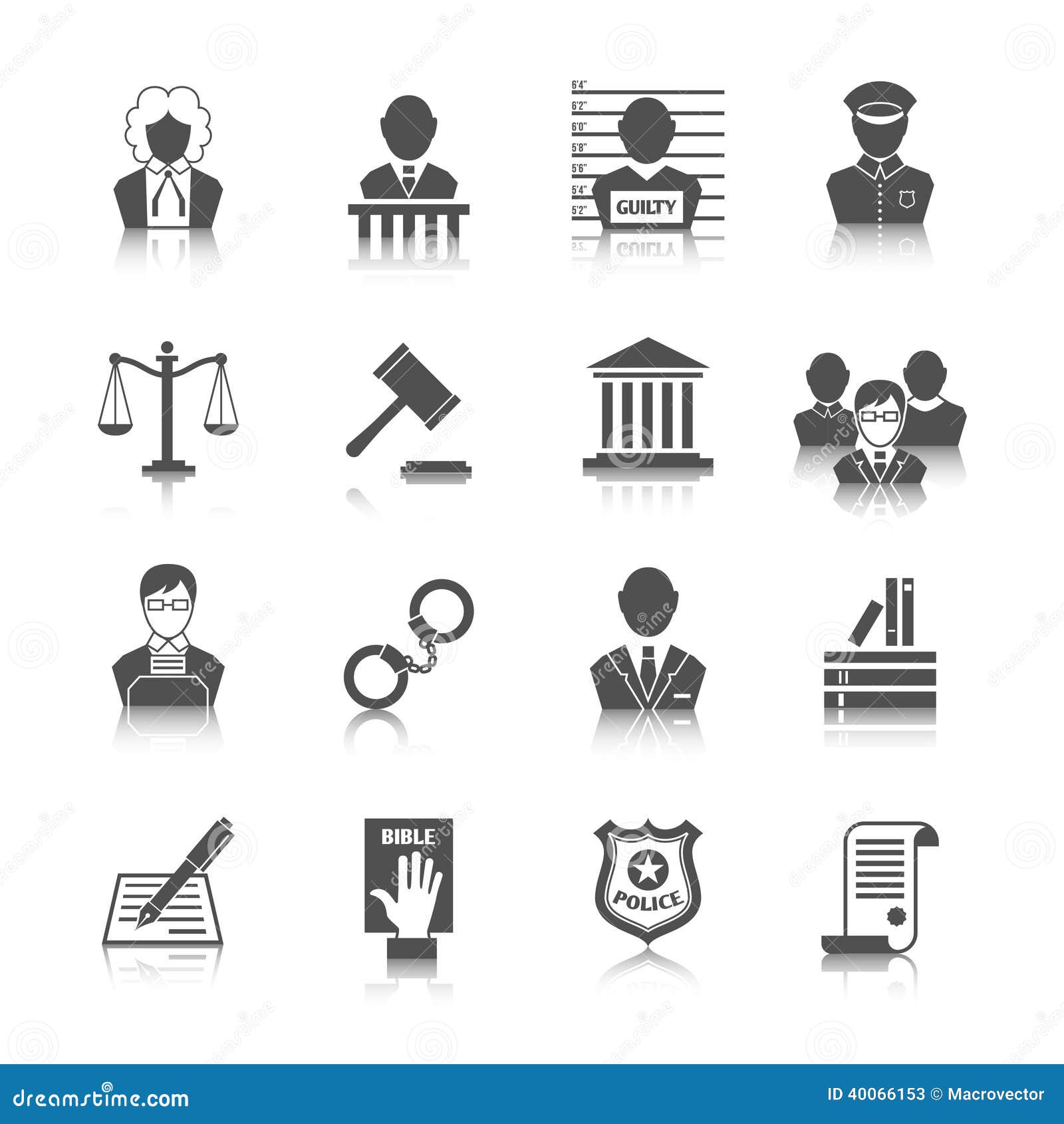 Gesetz Und Gerechtigkeit Icons Set Vektor Abbildung - Illustration von ...