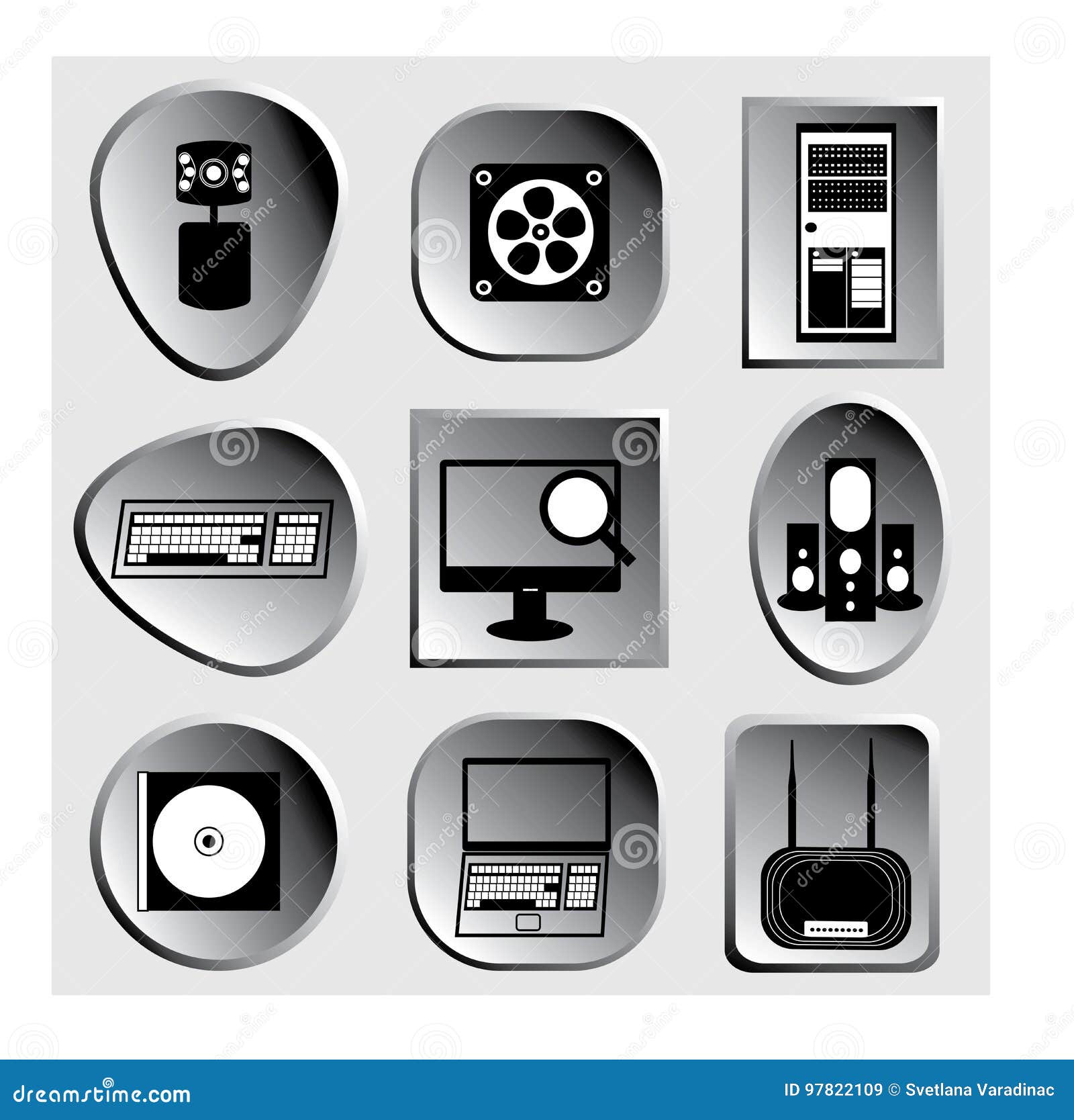 Gesetzte Ikonen Oder Bild Der Computer 3D Vektor Abbildung ...
