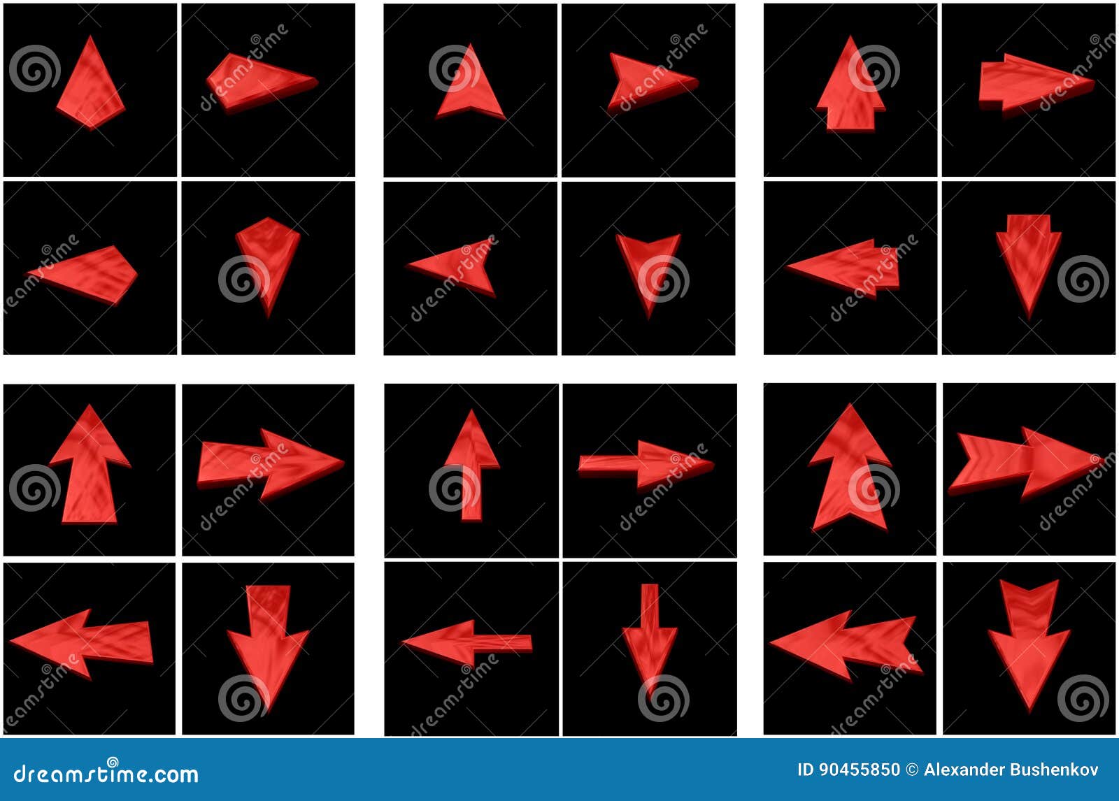 Gesetzte Rote Pfeile in Allen Richtungen Stock Abbildung - Illustration ...