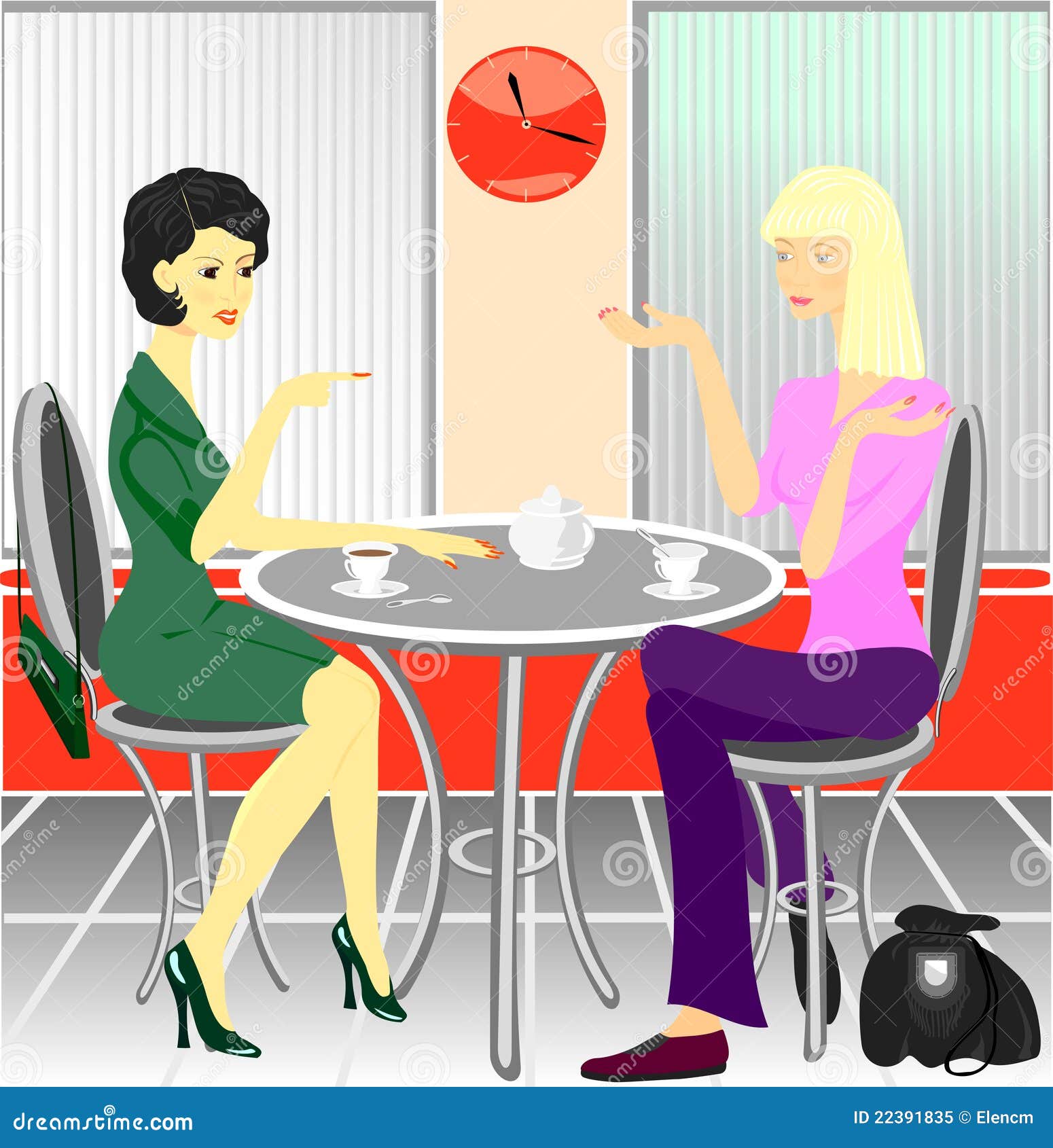 Gesprek in koffie. vector illustratie. Illustration of wijfje - 22391835