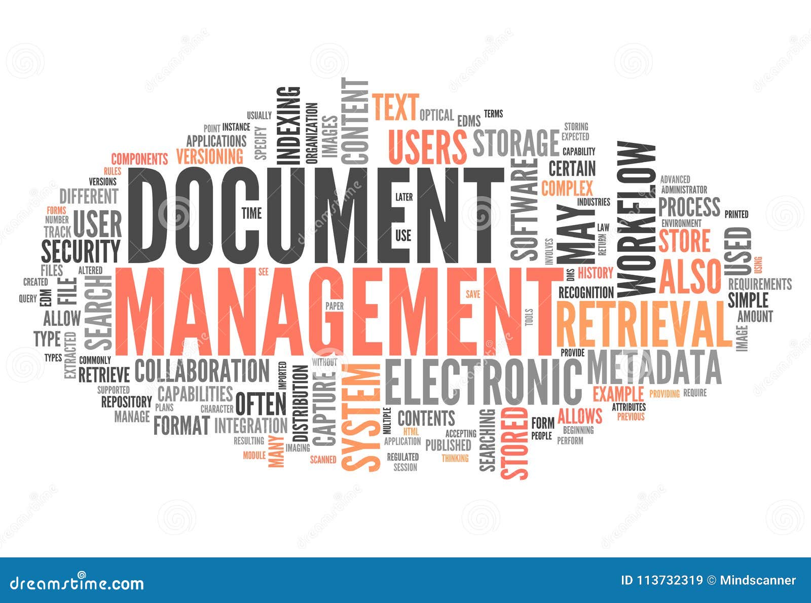 Gestión De Documentos De La Nube De La Palabra Stock de ilustración ...