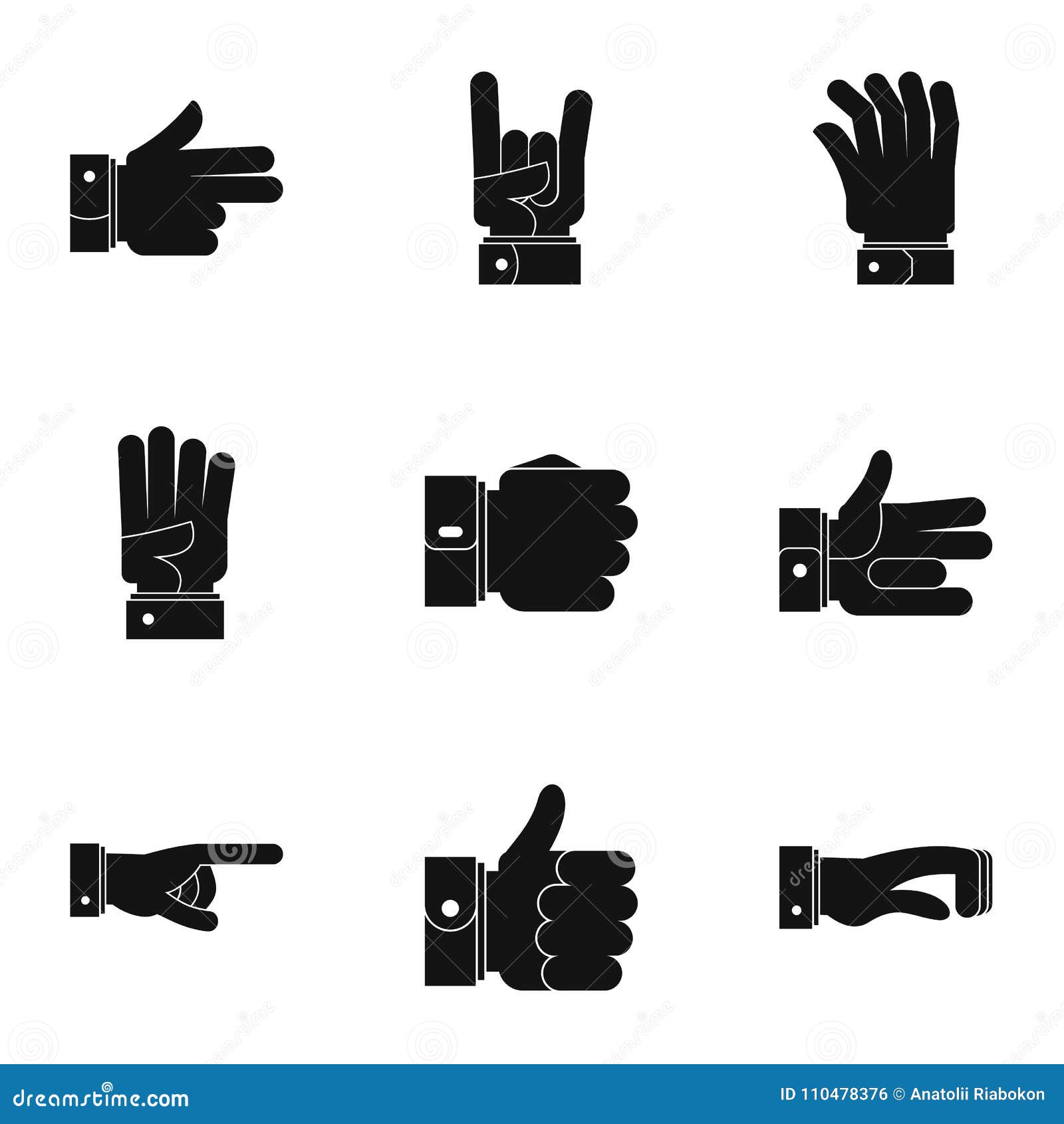 Gesticulation Icons Set, Simple Style Stock Vector - Illustration of ...