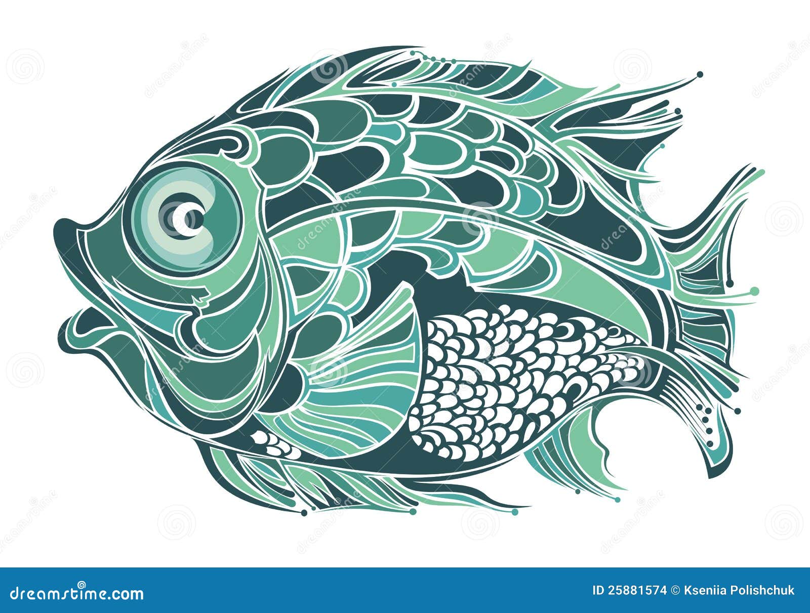 Gestileerde vissen vector illustratie. Illustration of ontwerp - 25881574