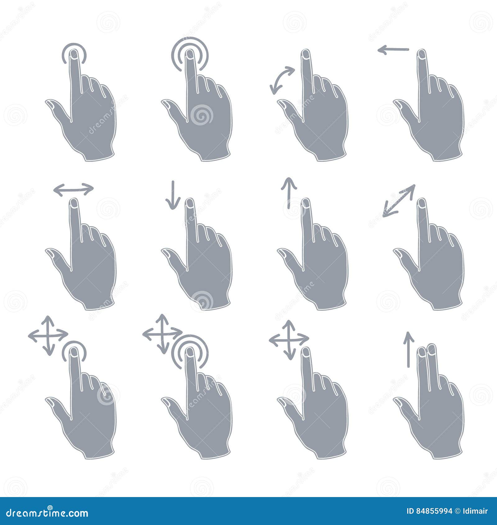 Gesto Del Tacto De La Mano Vector Ilustración del Vector - Ilustración ...