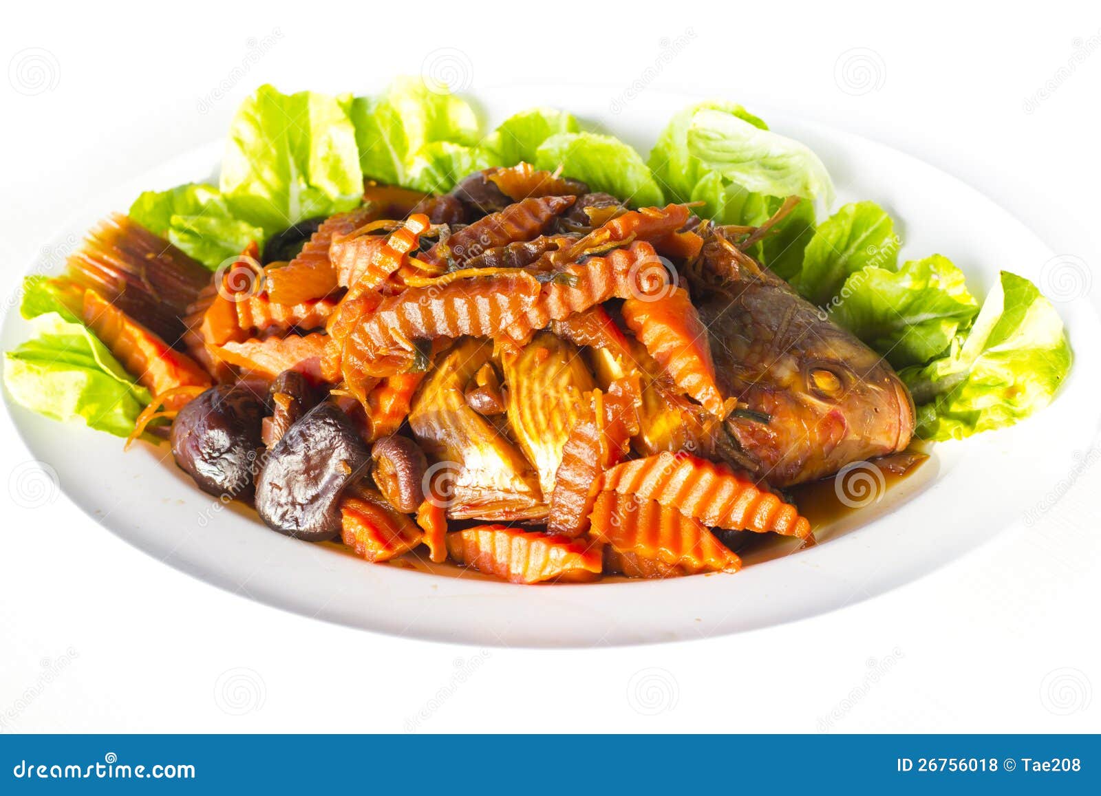 Gestoofde Rode Tilapia Vissen Met Zoute Soep Stock Foto - Image of ...