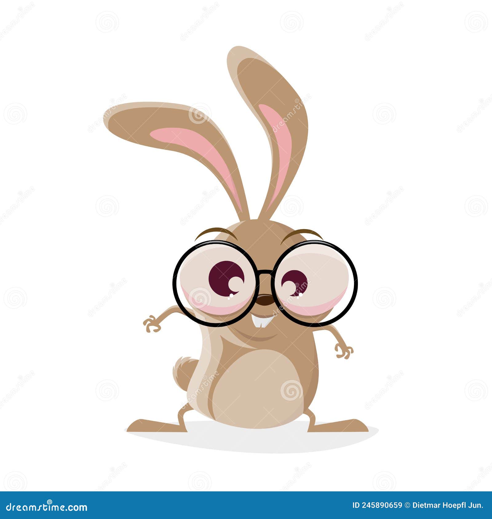 Funny Illustration of a Cartoon Rabbit with Glasses Stock Vector ...