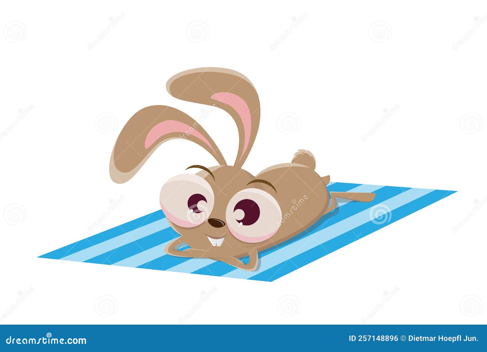 Funny Cartoon Rabbit Lying on a Towel Stock Vector - Illustration of ...