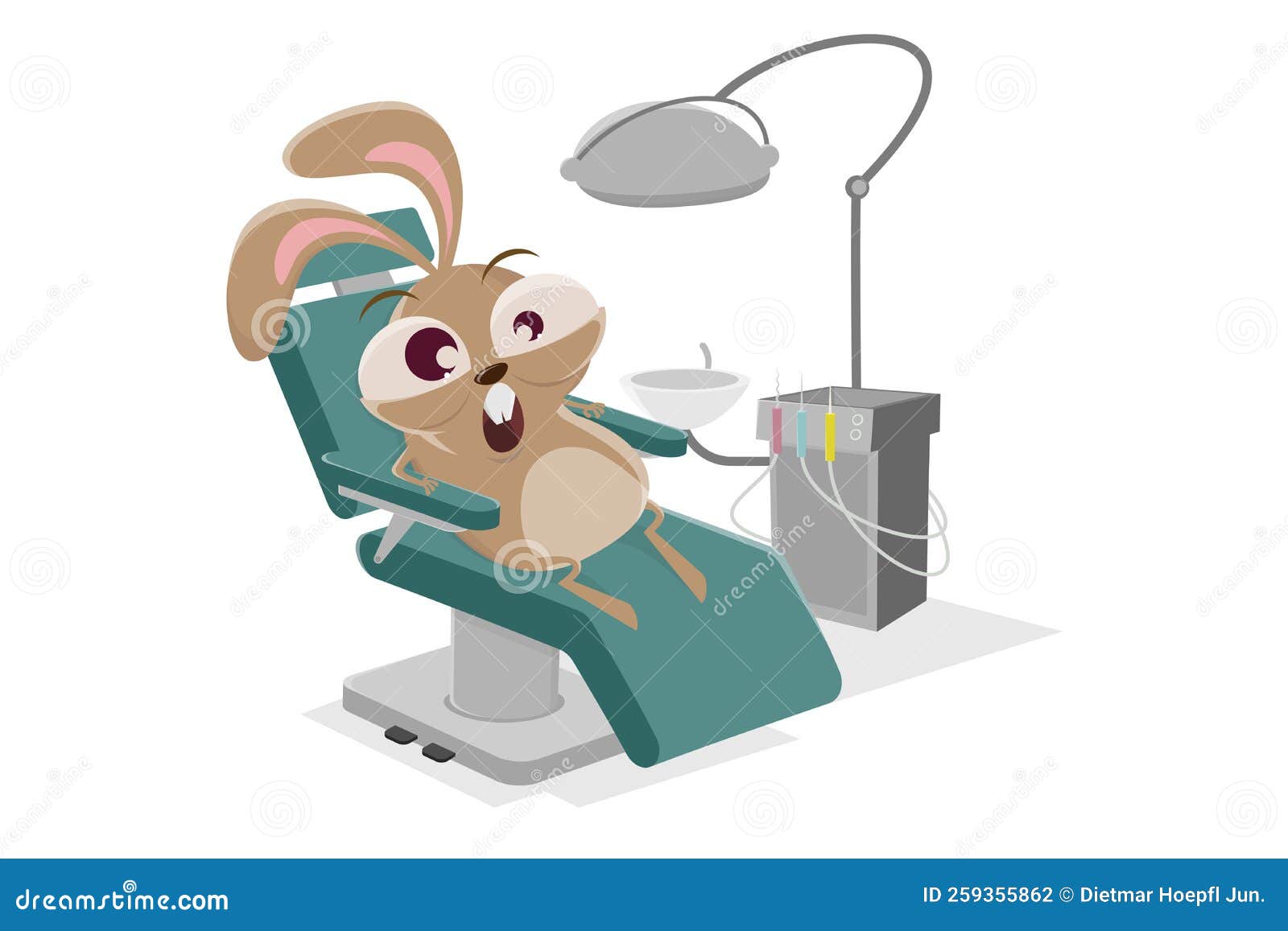 Funny Cartoon Rabbit at the Dentist Stock Vector - Illustration of seat ...