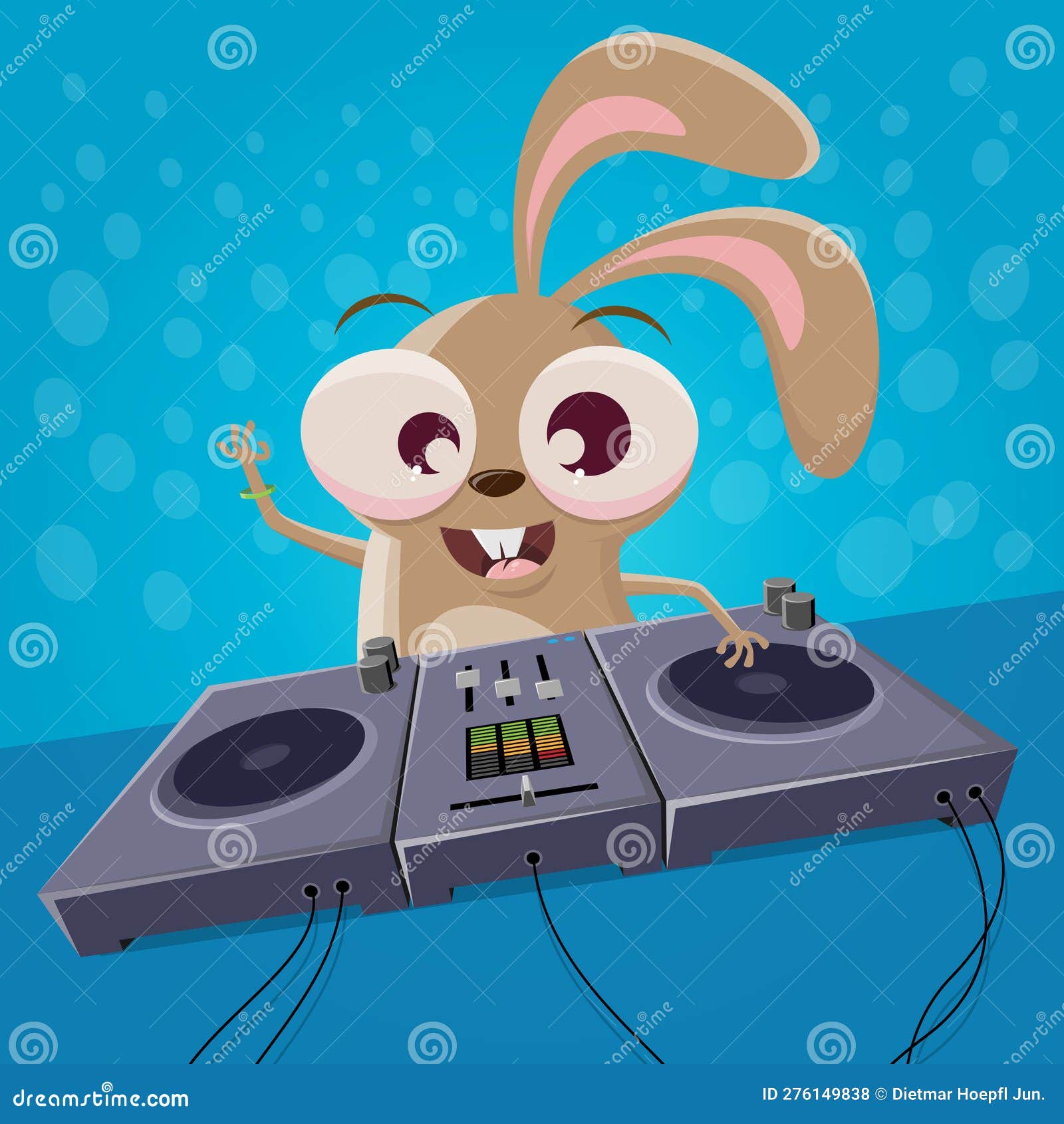 Funny Cartoon Rabbit is a DJ Stock Illustration - Illustration of ...