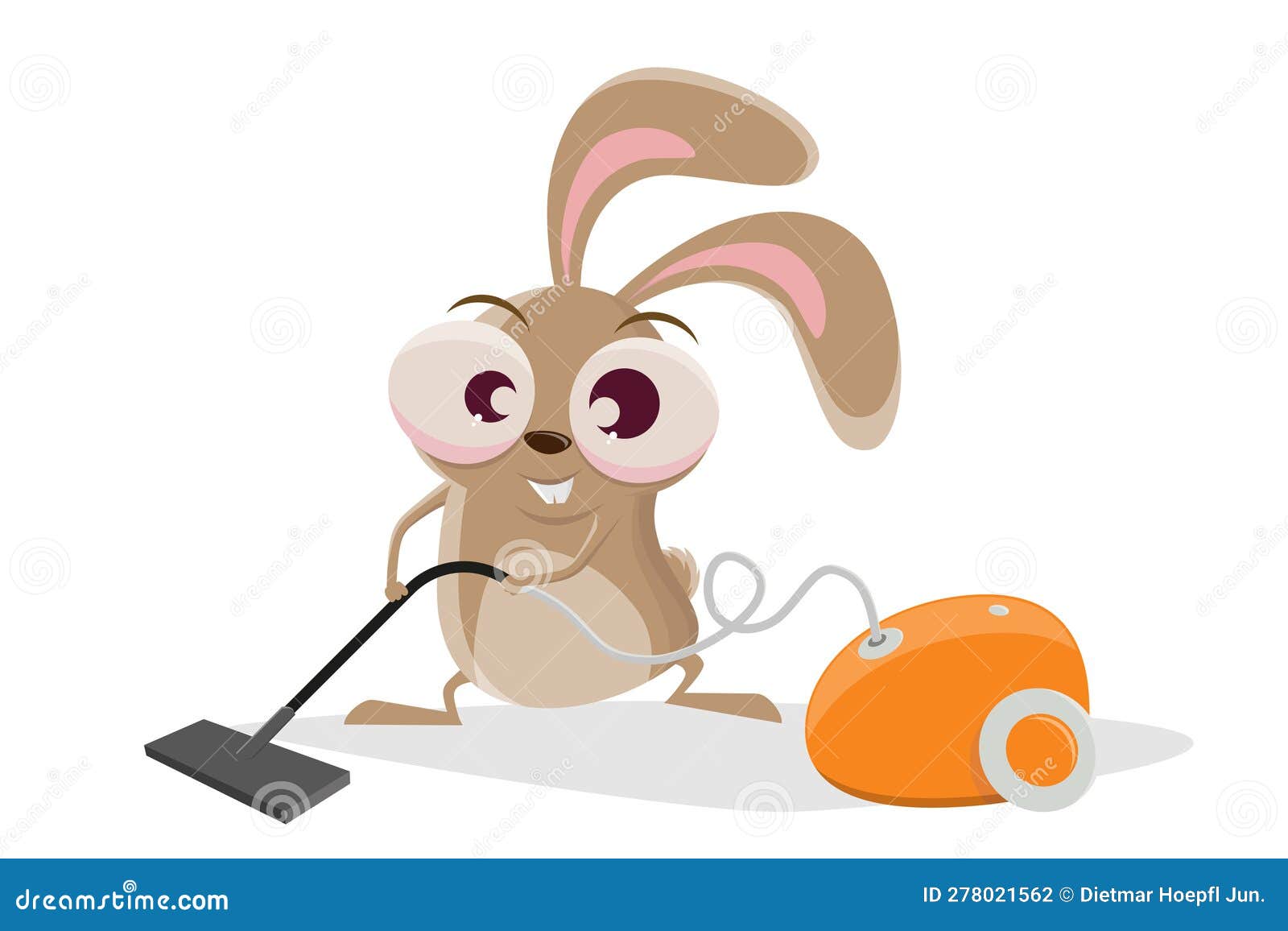 Cartoon Rabbit with a Vacuum Cleaner Stock Vector - Illustration of ...