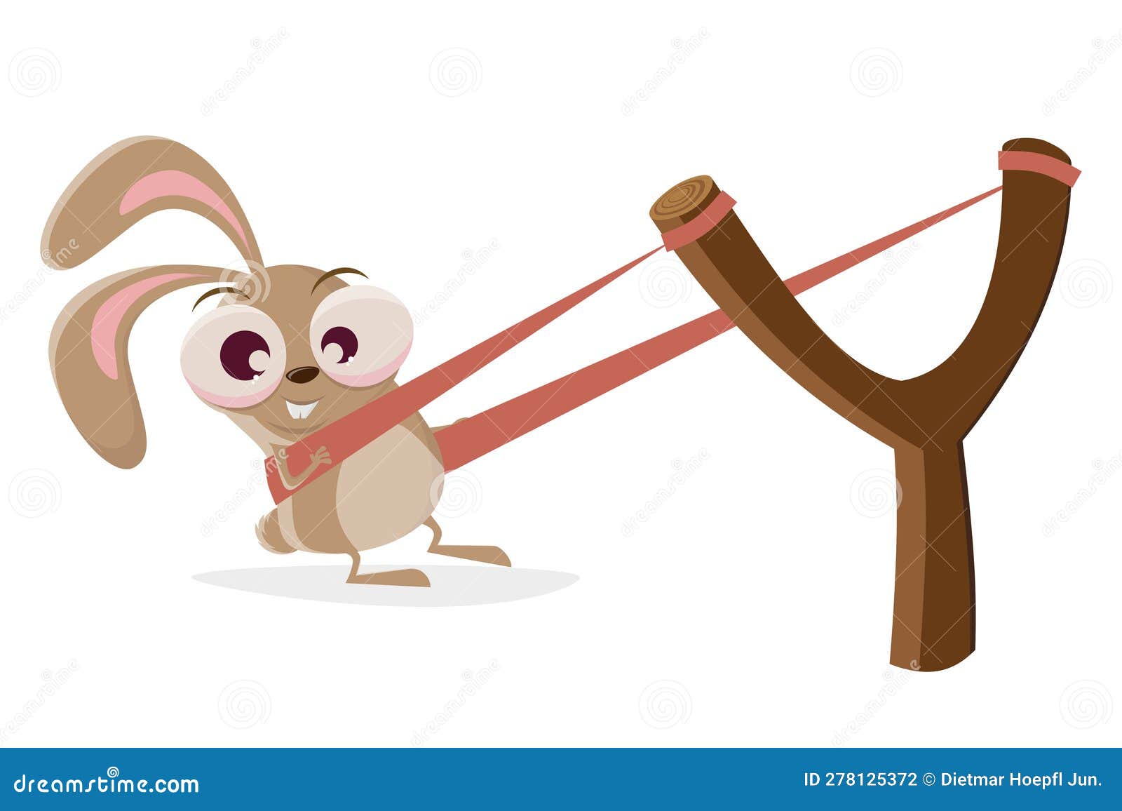 Funny Cartoon Rabbit in a Slingshot Stock Vector - Illustration of ...