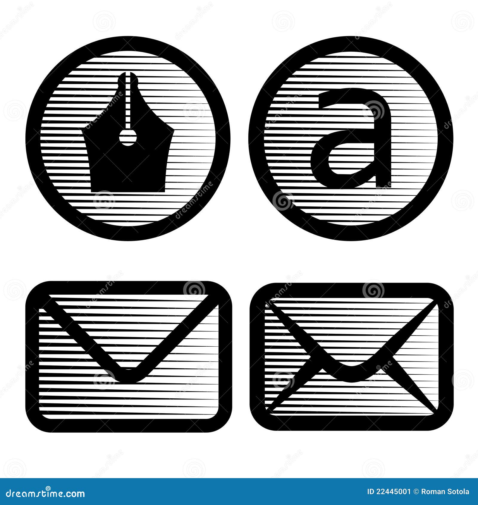 Gestreepte e-mailsymbolen vector illustratie. Illustration of brief ...