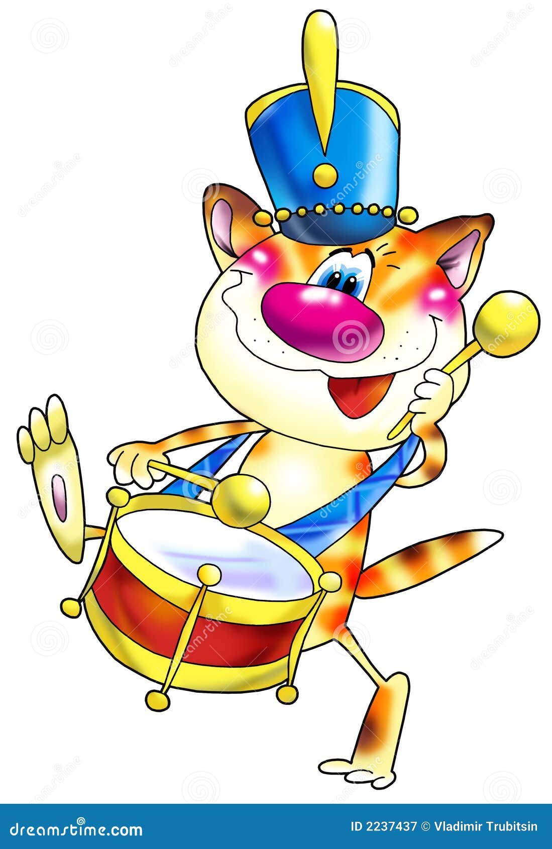 Gestreepte Rode Kat Met Een Binnen Trommel Stock Illustratie ...