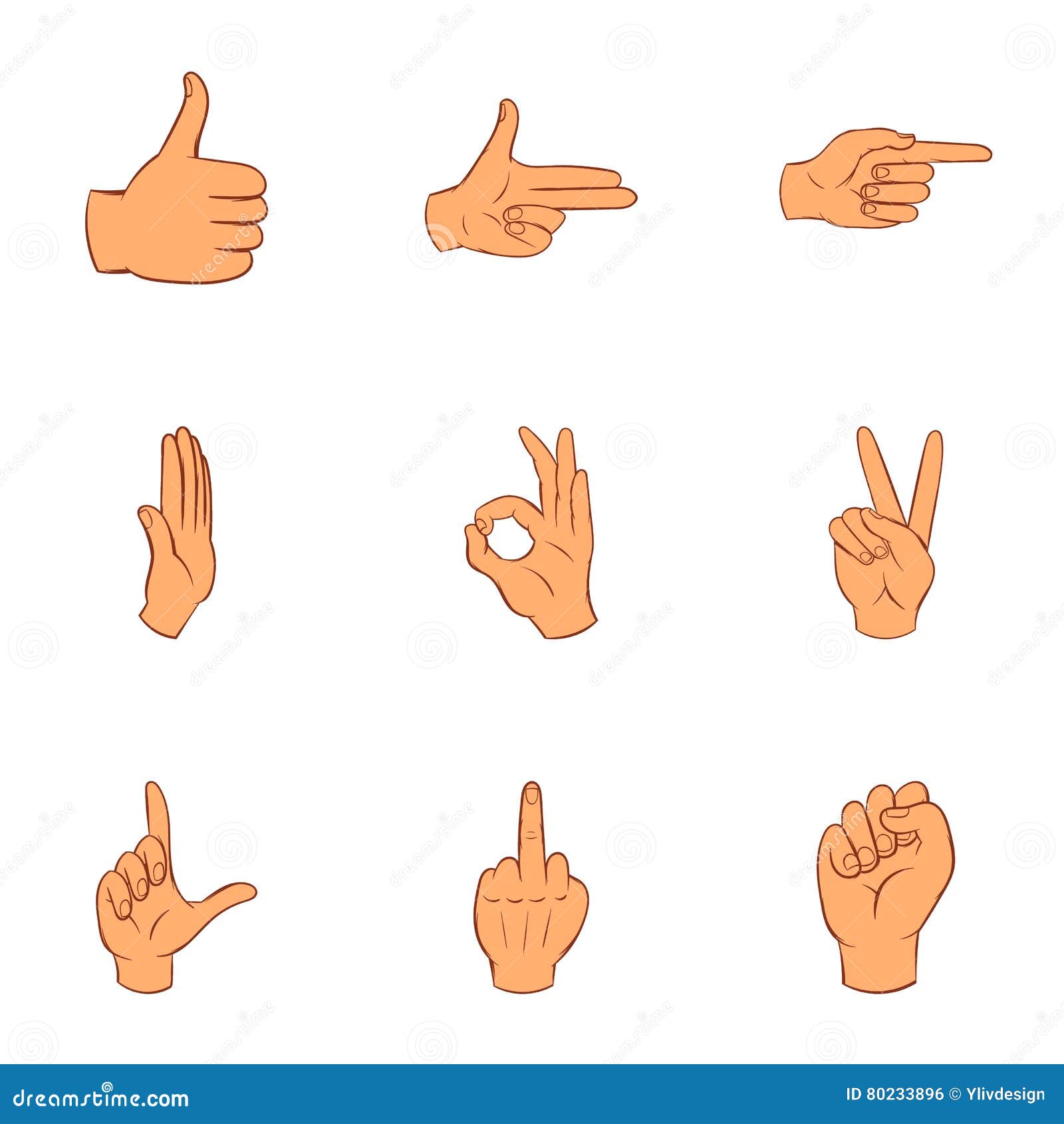 Gestural Icons Set, Cartoon Style Stock Vector - Illustration of shape ...